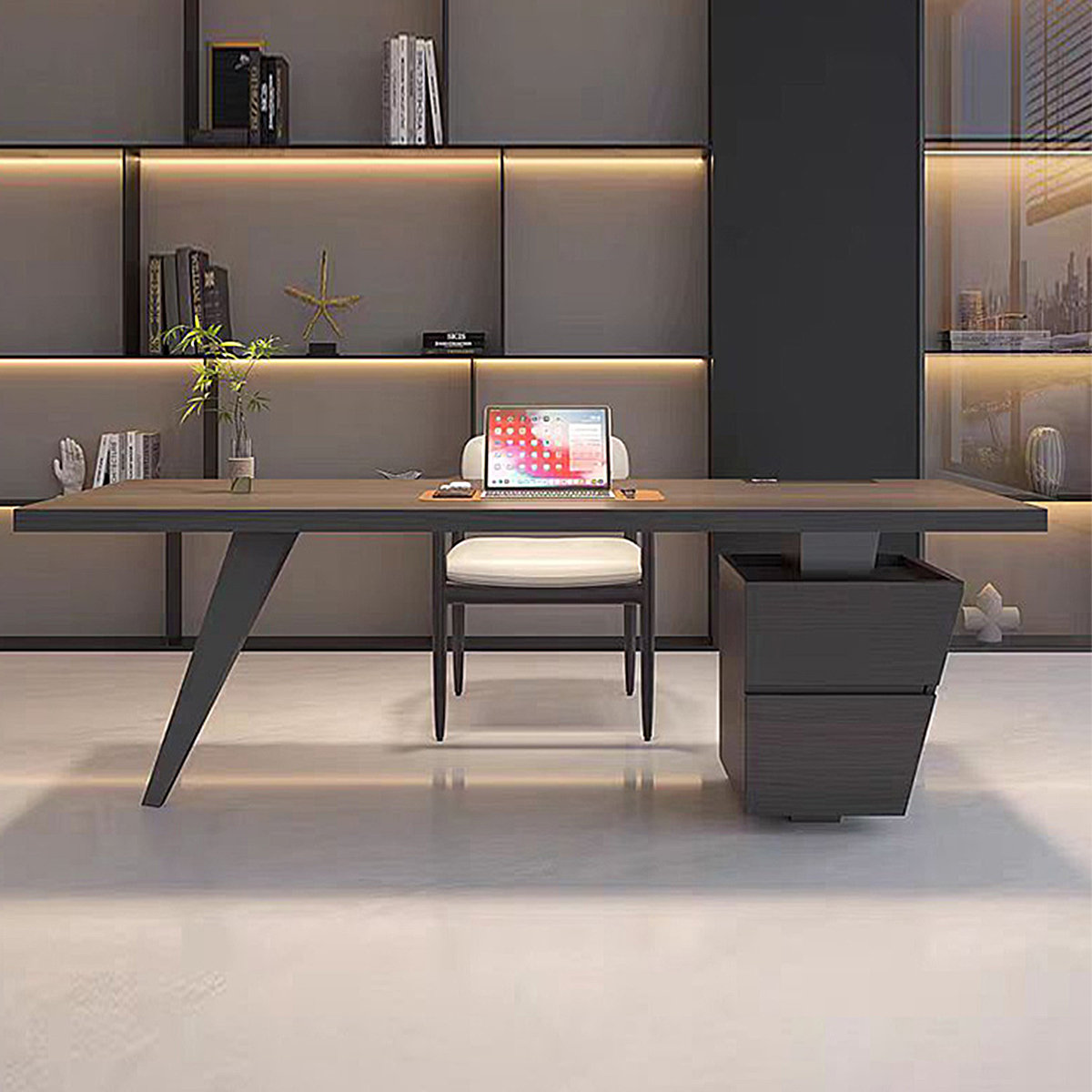 Isla Hopping Modern minimalist rectangular solid wood office desk | Wayfair