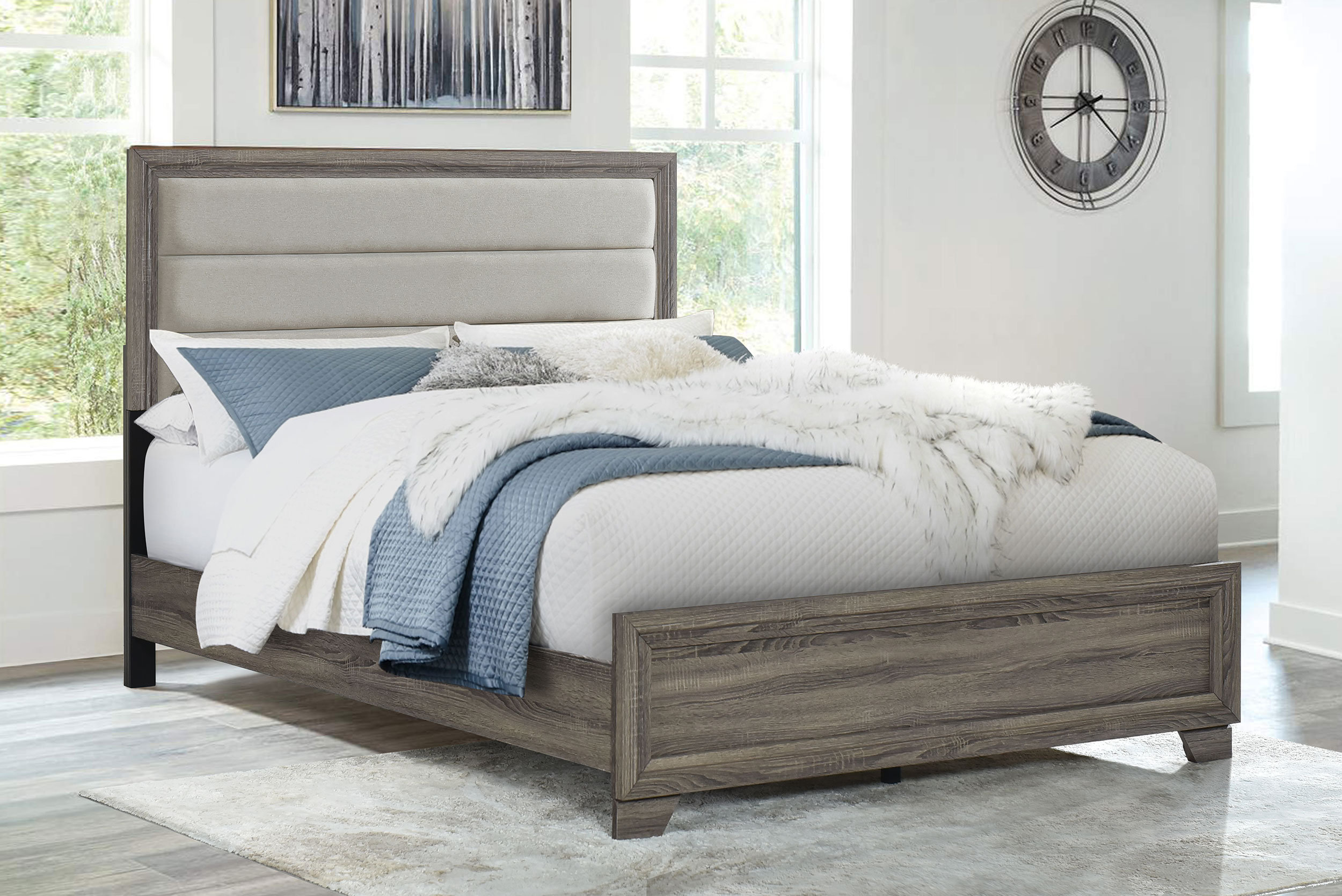 Coaster Wright Upholstered Eastern Bed Brown Oak | Wayfair