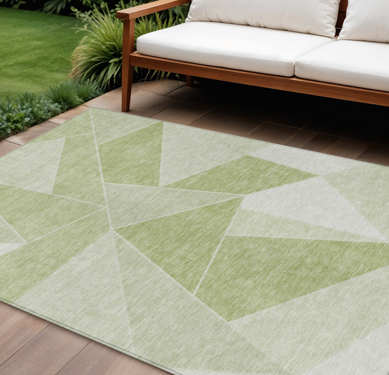 mint green patterned rug