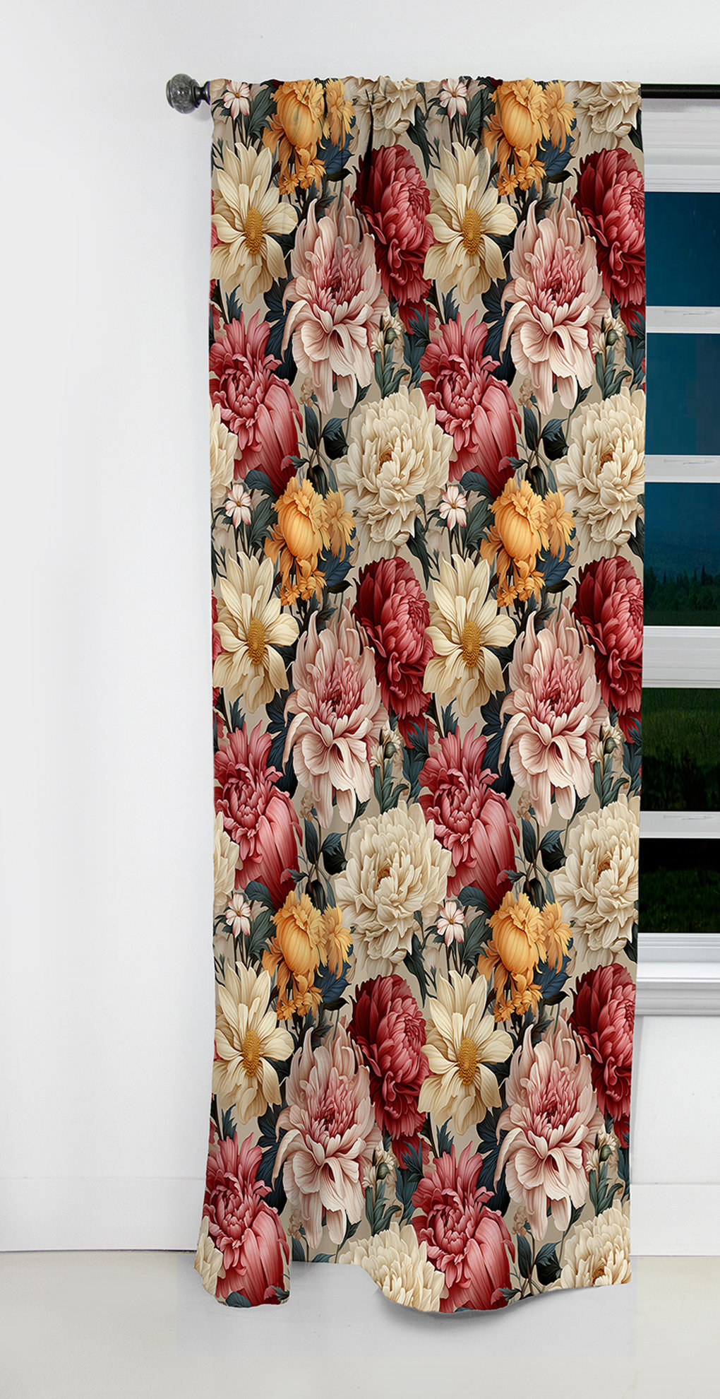 Design Art Renaissance Garden Botanical Pattern - Floral Curtain ...