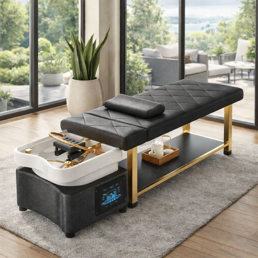 Inbox Zero Heated Spa Shampoo Bed With Wash Basin & Water Circulation ...