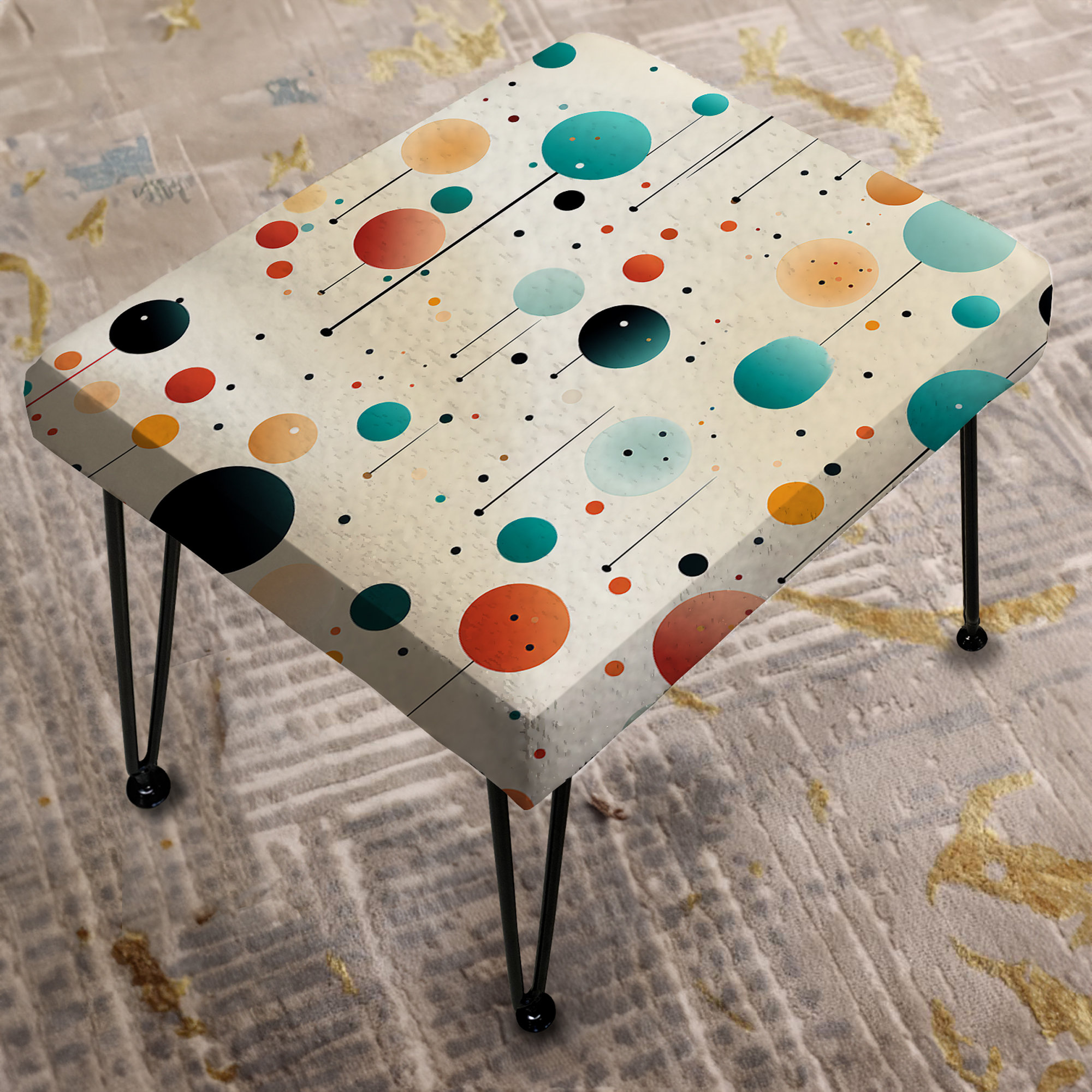 Design Art Funky Blue And Orange Retro Dots - Geometric Rectangle ...