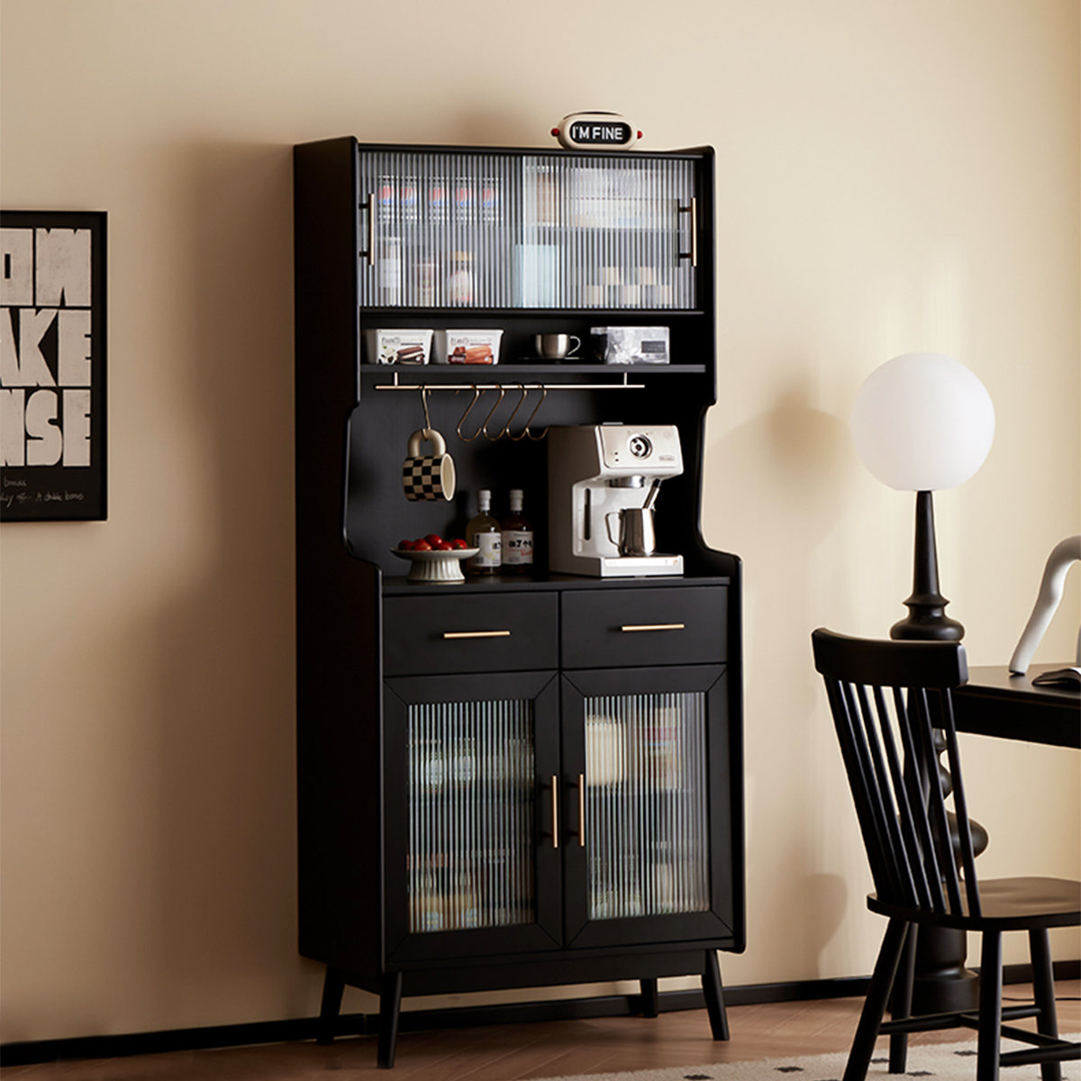 Mercer41 Solid Wood Pantry, Wall-Mounted Integrated Locker, Kitchen ...