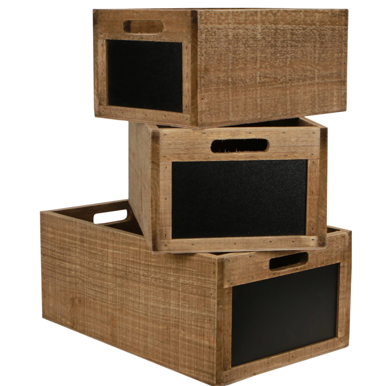 Gracie Oaks 3 Piece Wood Crate Set | Wayfair