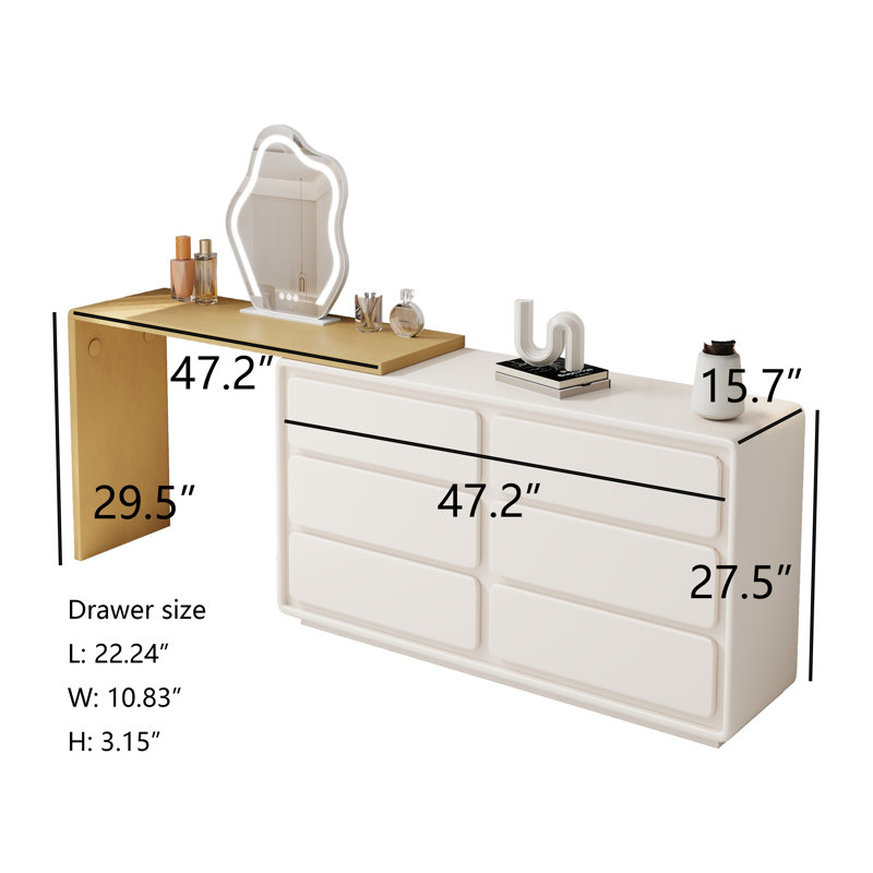 Hokku Designs Earnell Modern Home Office Expandable Dresser Desk Combo ...
