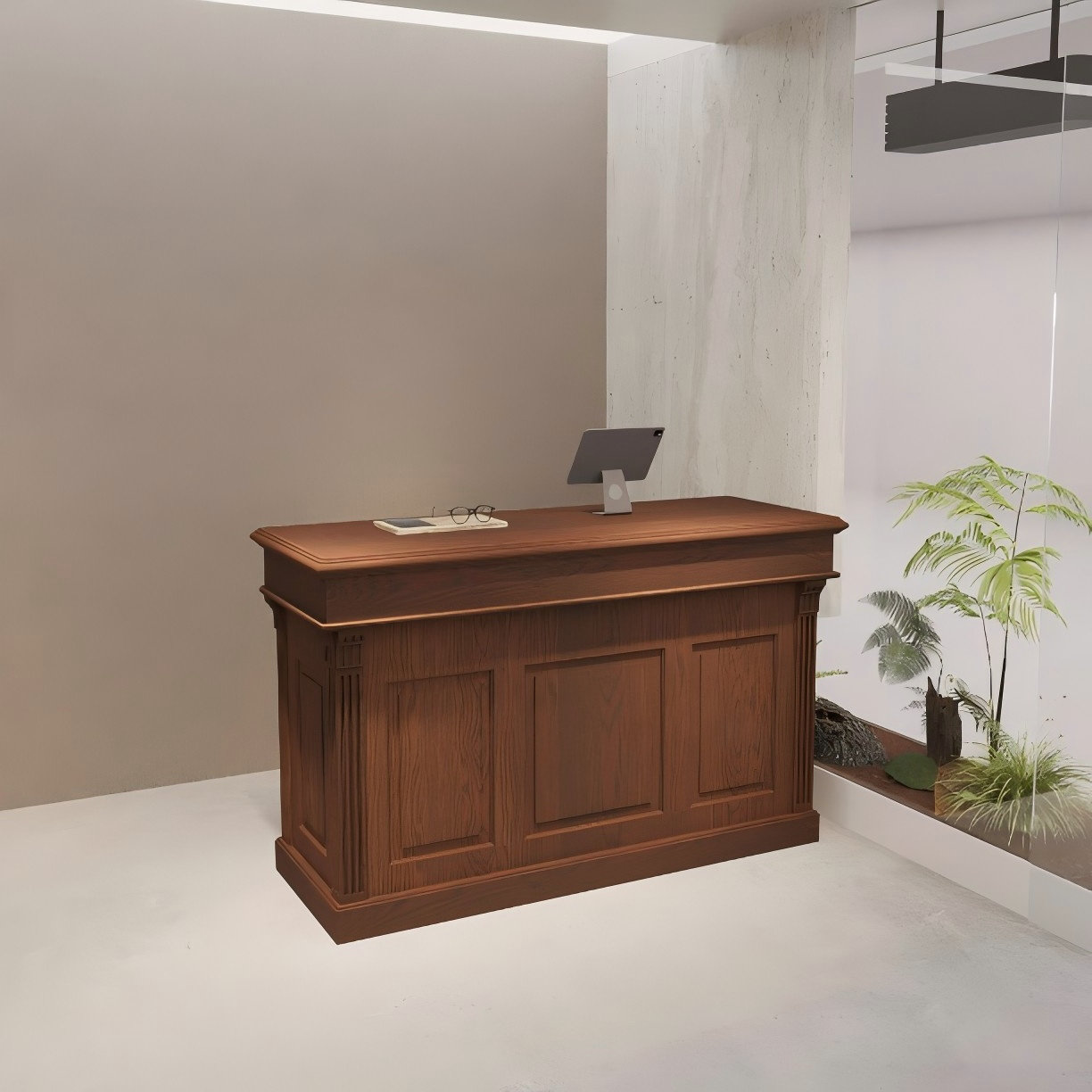 Corrigan Studio Scandinavian Vintage Brown Rectangular Checkout Counter ...