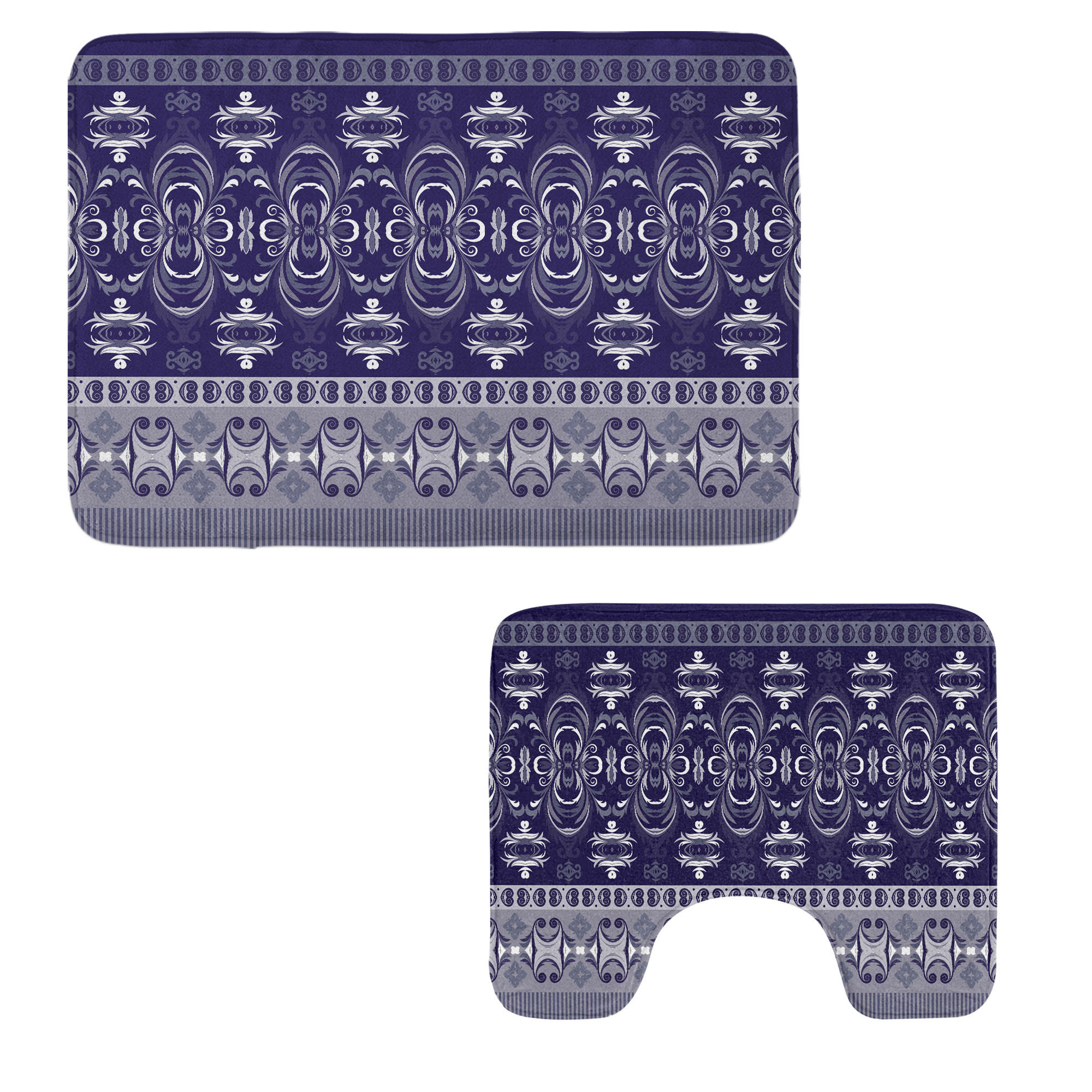 East Urban Home Navy Bathroom Rug Set 2 Pieces Rectangle & Contour Mats ...