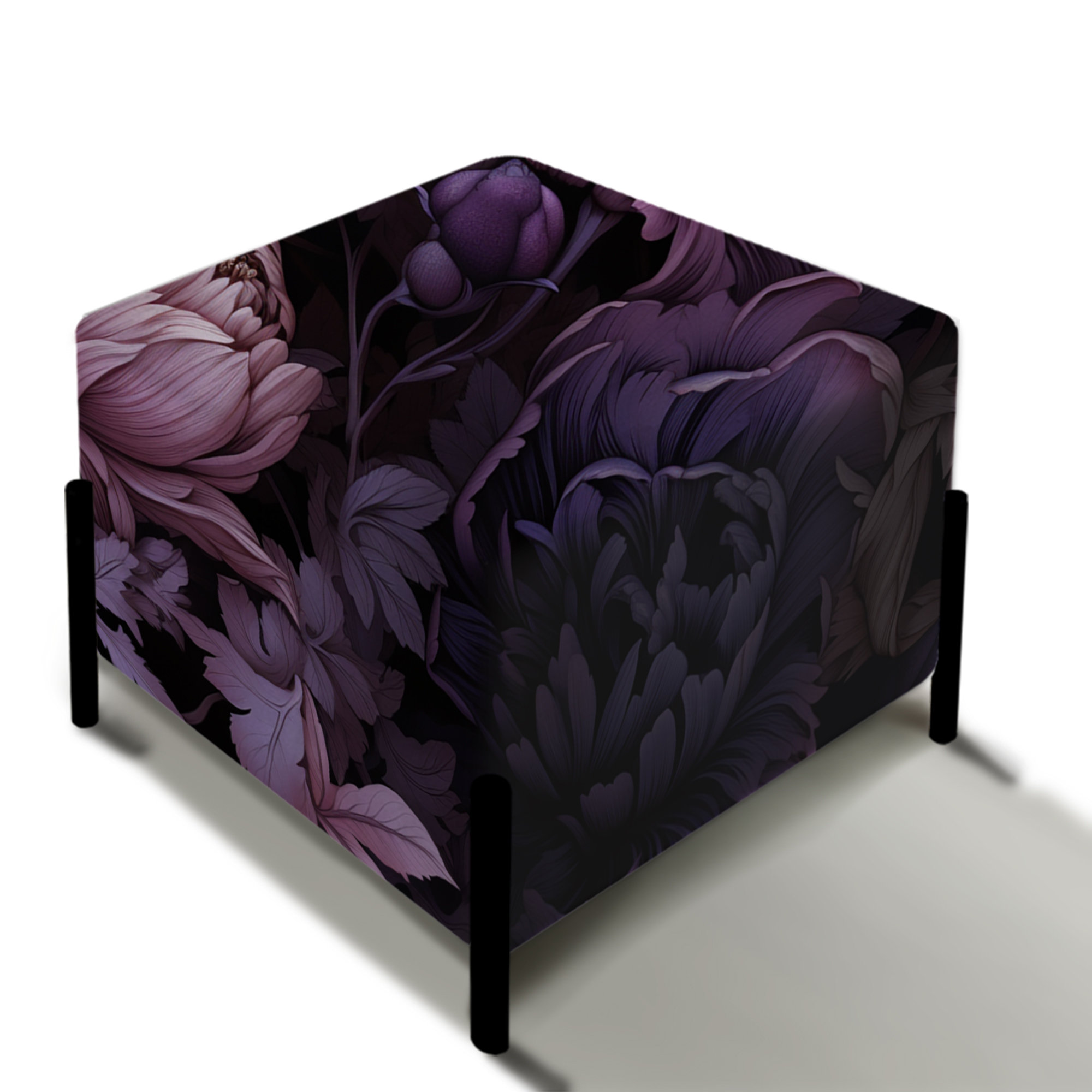 Design Art Gothic Botanicals Moody Patterns - Floral Square Ottoman ...