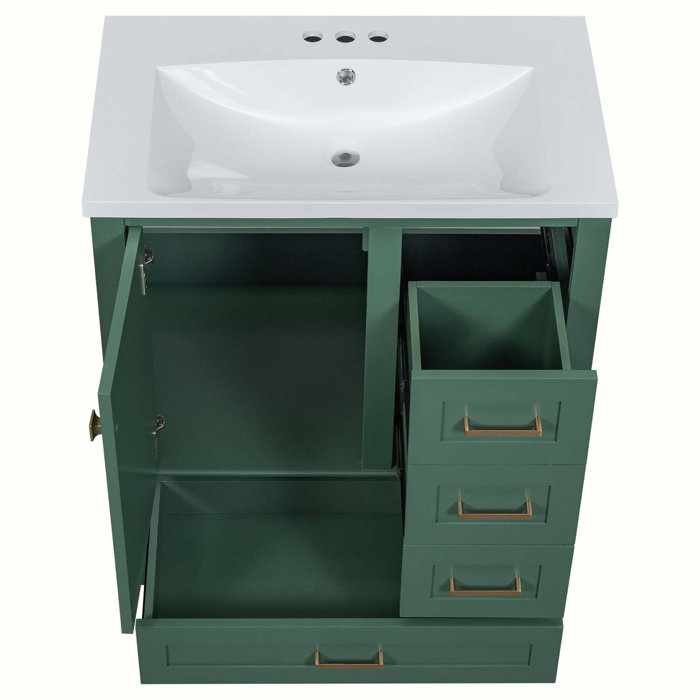 HOOSENG 30'' Single Bathroom Vanity with Solid Wood Top | Wayfair