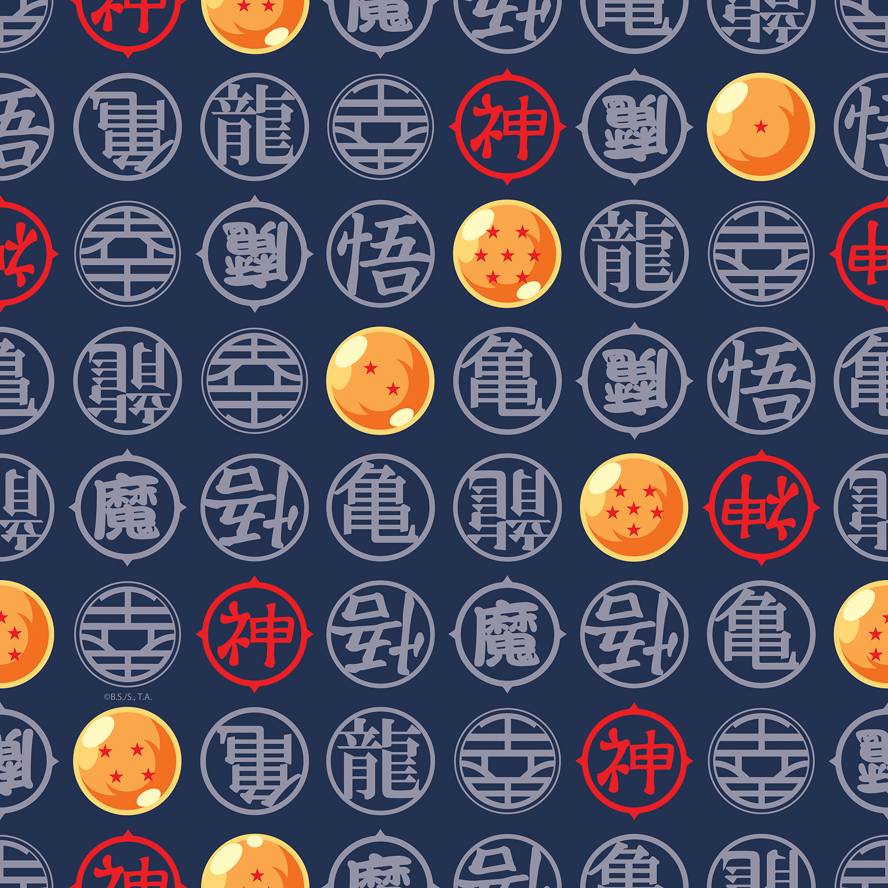 Harriet Bee Dragon Ball Z Symbols Blue Peel and Stick Wallpaper | Wayfair