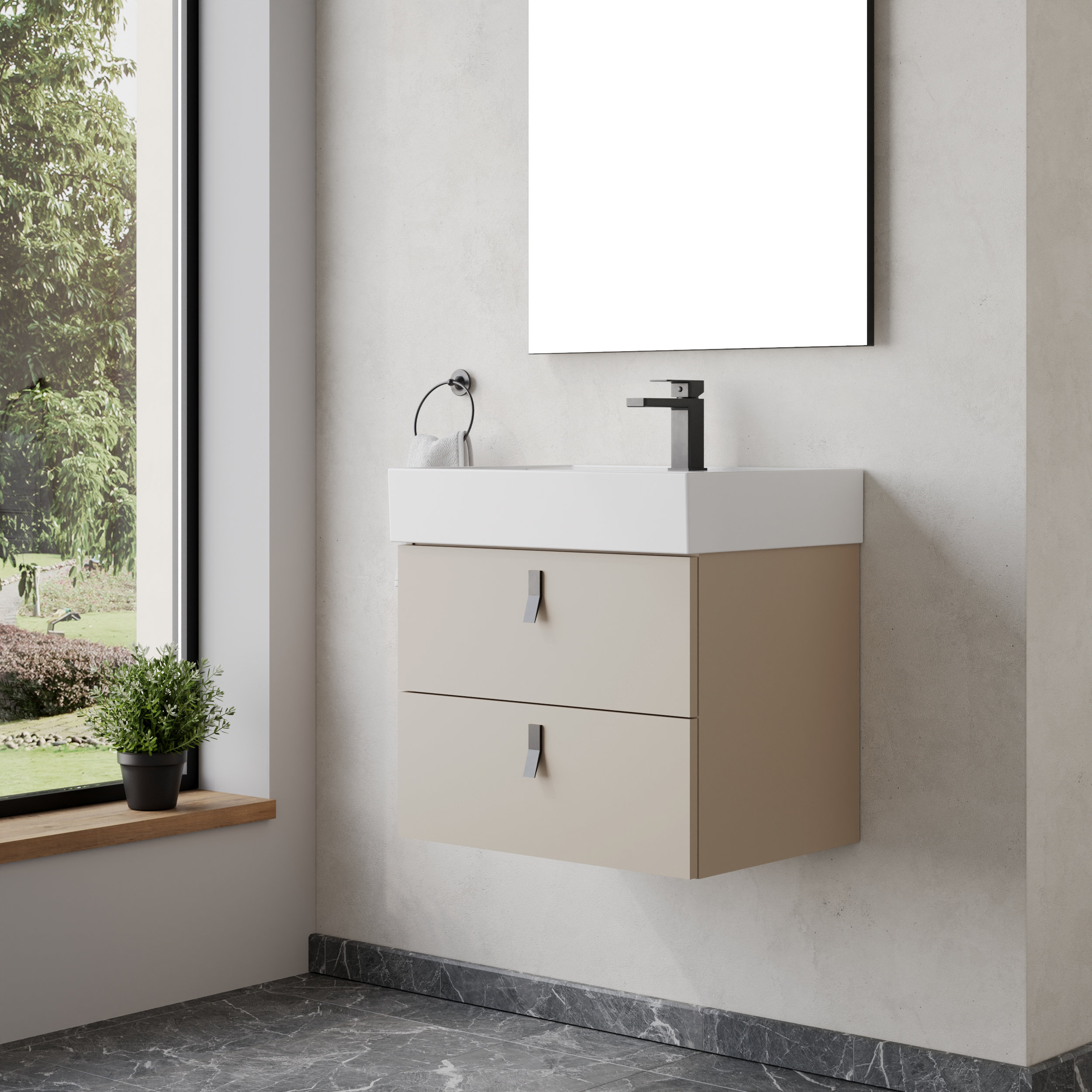 Latitude Run Borian Wall Hung Vanity Unit With Veneto 1 Th Basin ...