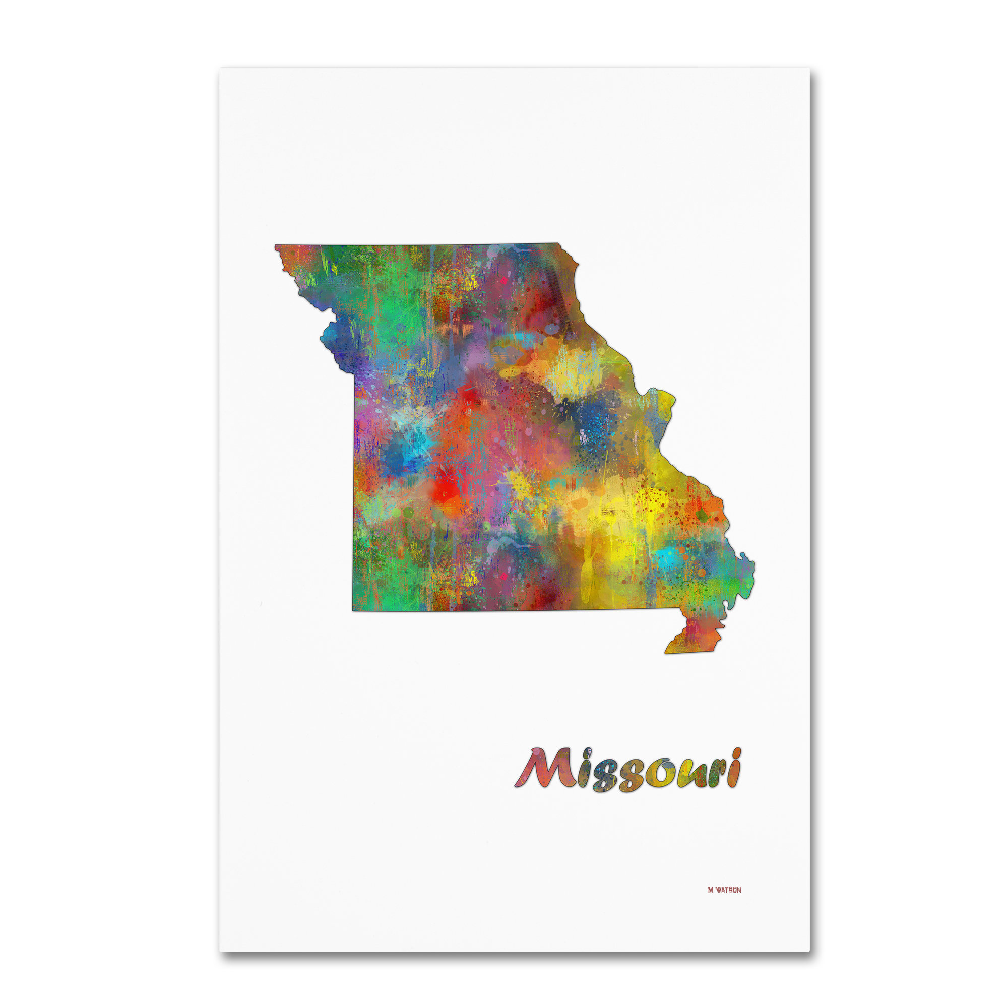 Trademark Fine Art 'Missouri State Map-1' Graphic Art Print on Wrapped ...