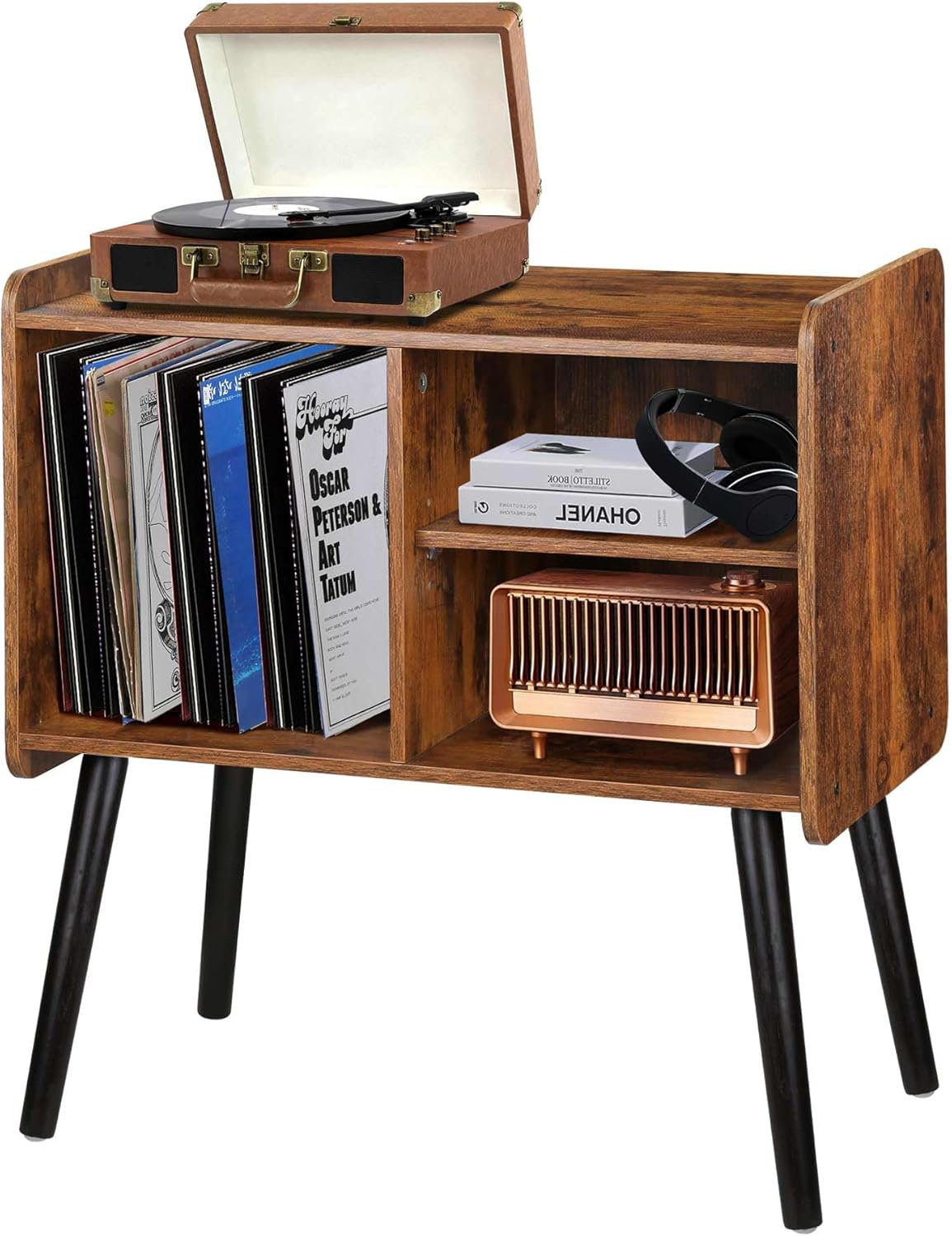 Corrigan Studio® Mid-Century Modern Record Player Stand With Vinyl ...