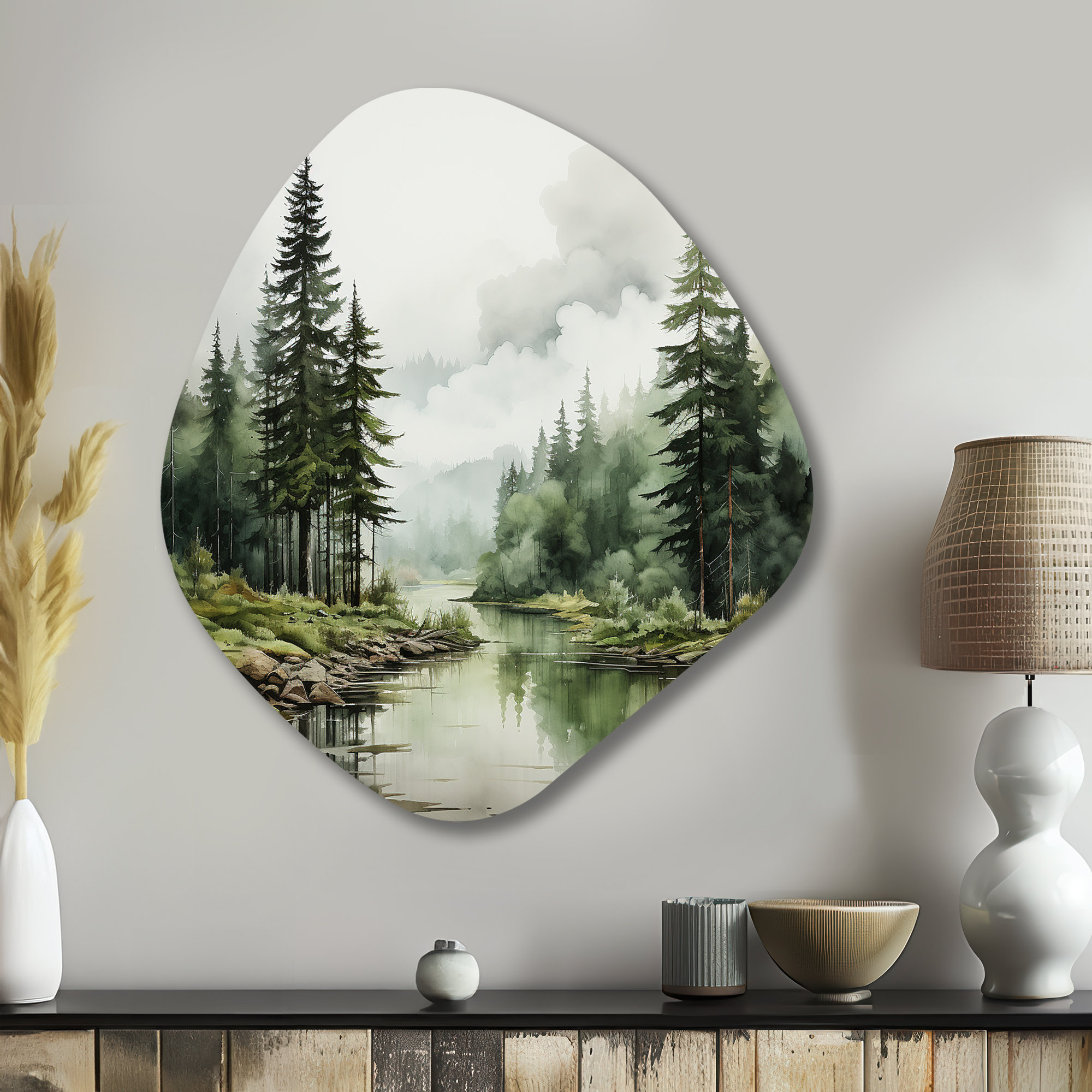 Design Art Pine Tree Silent Wilderness - Tree Pine Nebula Shape ...