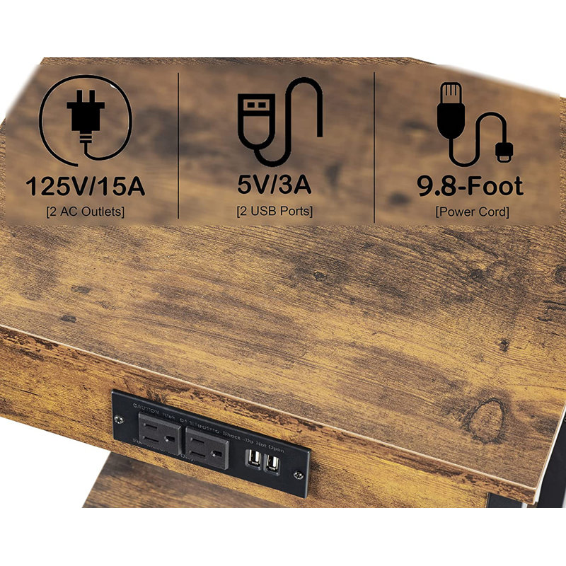 17 Stories End Table with Storage and Built-in Outlets | Wayfair