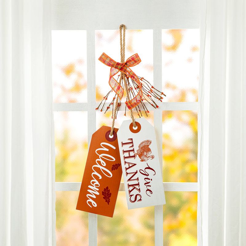 The Holiday Aisle® 24"H Thanksgiving Wooden "Give Thanks" Door Hanger ...