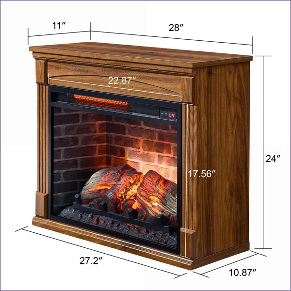 Symple Stuff Electric Fireplace | 28-Inch Modern Media Entertainment ...