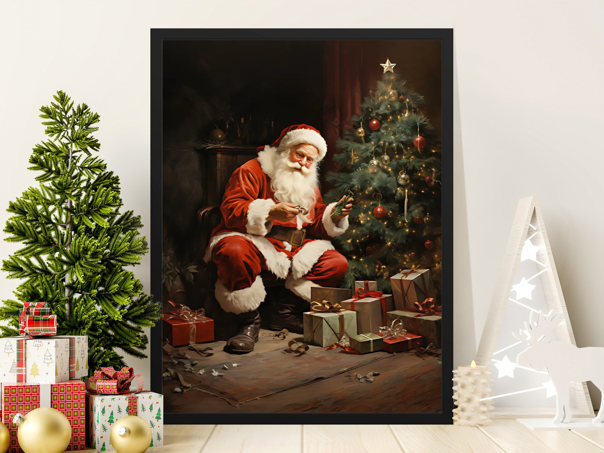 Lark Manor Santa Preparing Gifts For Christmas Eve Holiday Season ...