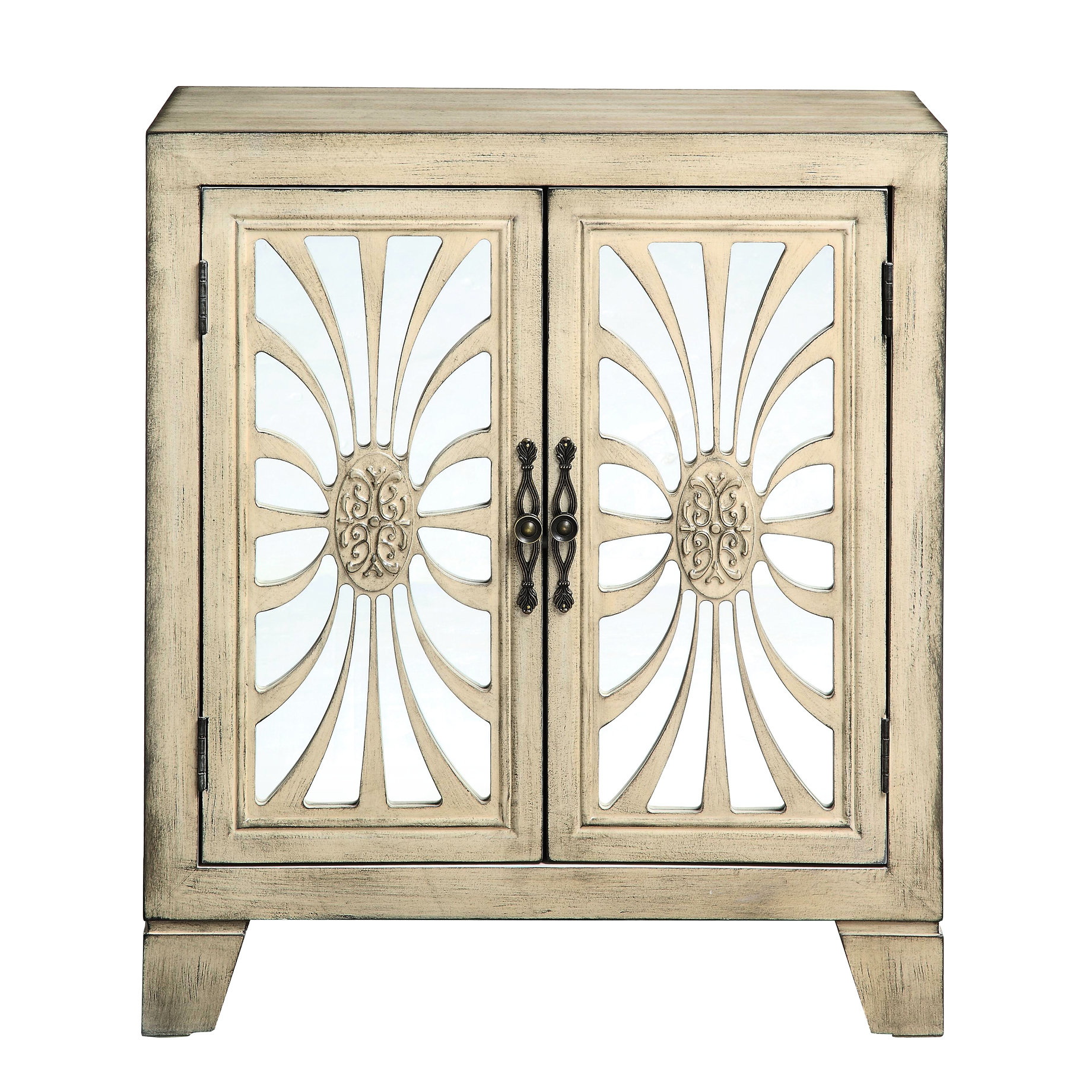 House of Hampton Antique White Console Table Cabinet - 2 Doors ...