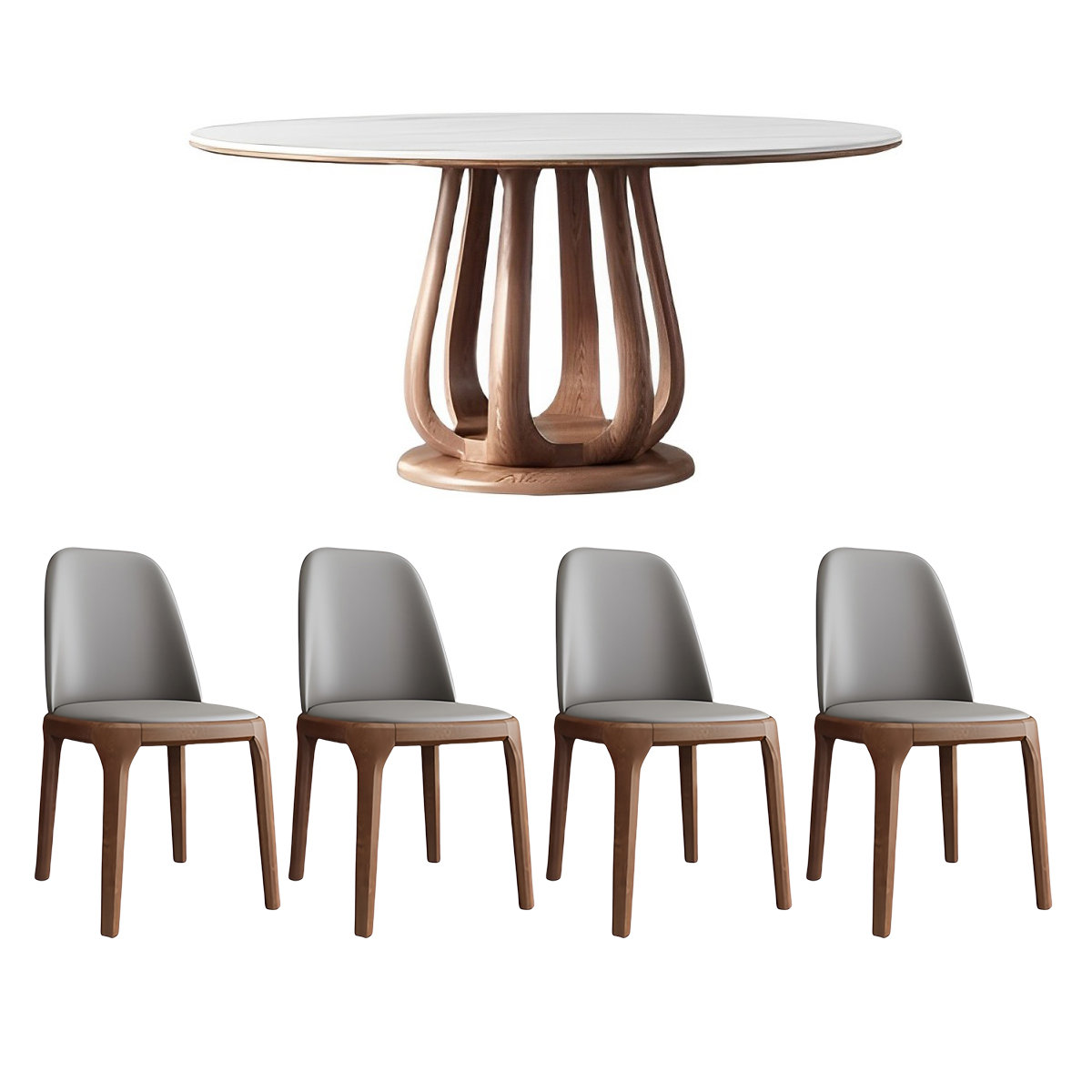 Pakloer Nordic round rock plate dining table and chair set | Wayfair