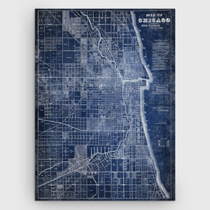 Steelside™ Chicago Map Blue On Canvas Graphic Art & Reviews | Wayfair
