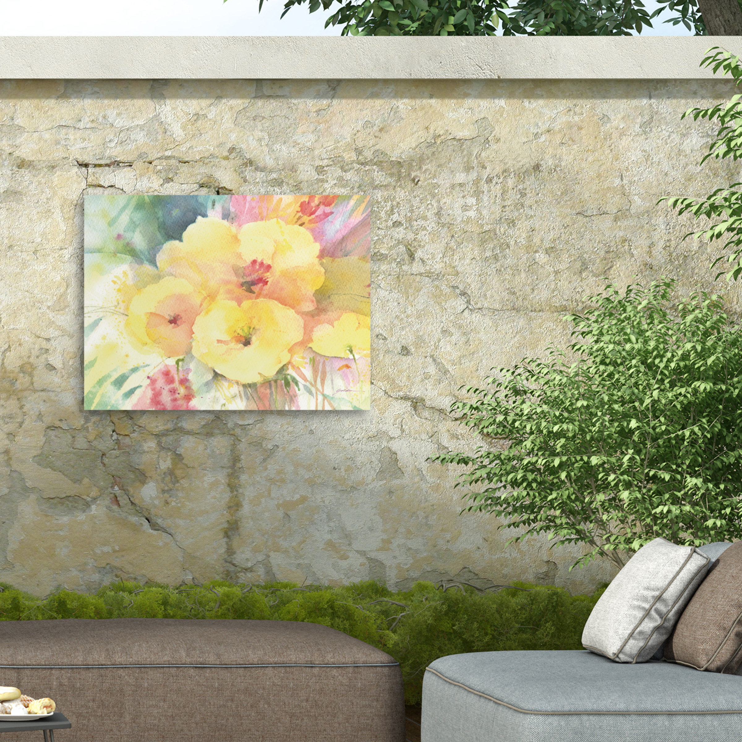 Winston Porter Sheila Golden Trio In Yellow Outdoor Canvas | Wayfair