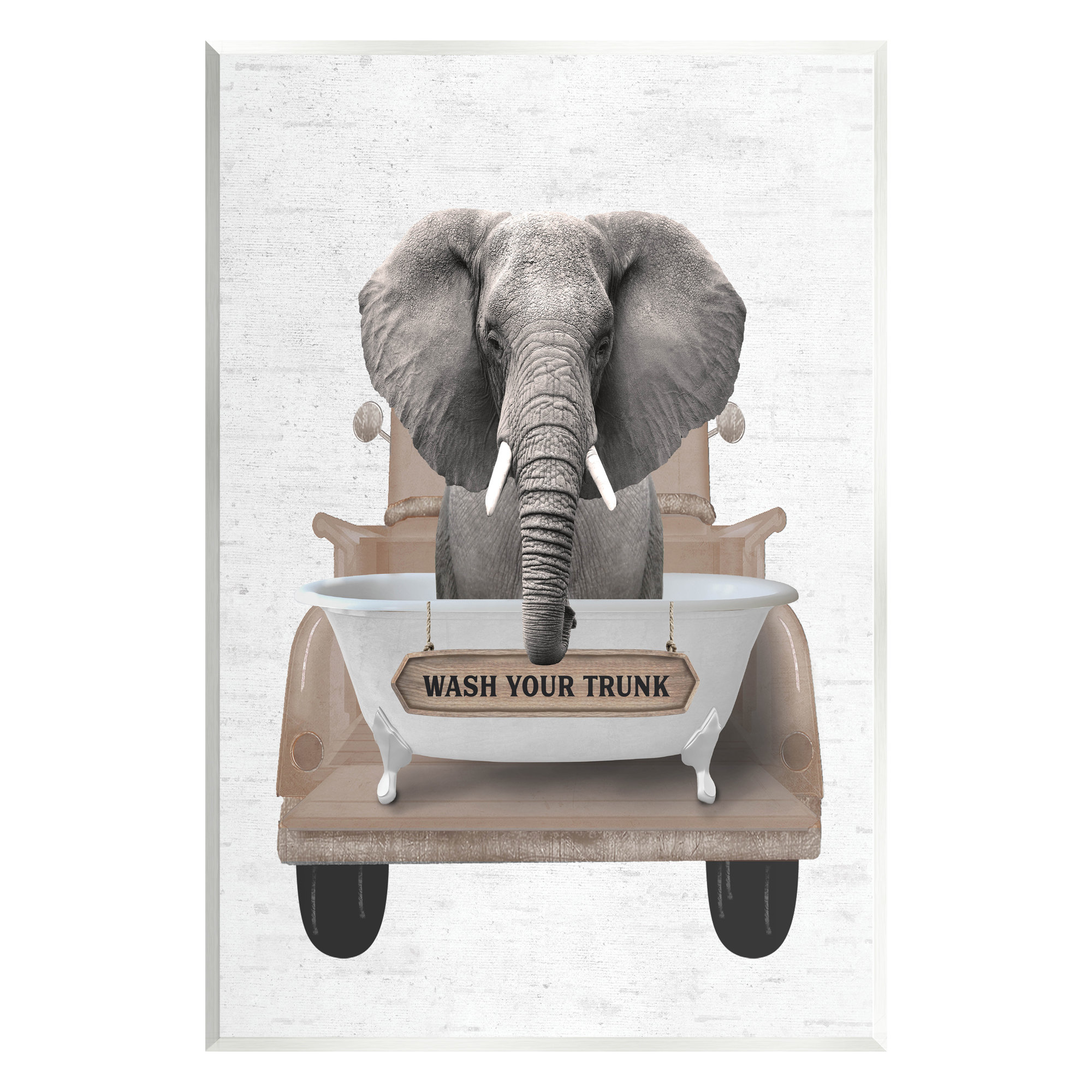 Stupell Industries Wash Your Trunk Elephant On MDF by Lettered And ...