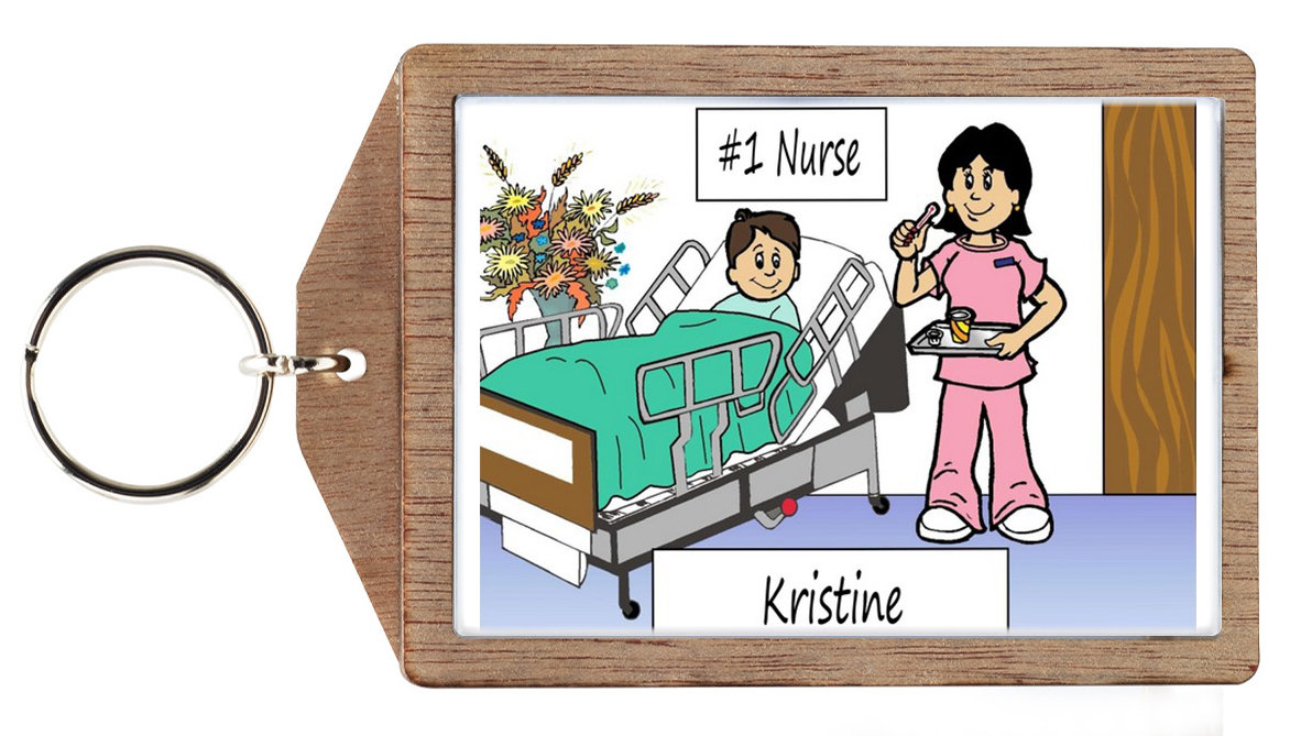 Printed Perfection Personalized Nurse - Female Wooden Key Chain | Wayfair