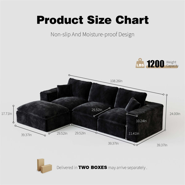 Latitude Run® Modular Cloud Sectional Couch with L-Shape Chaise, Left ...