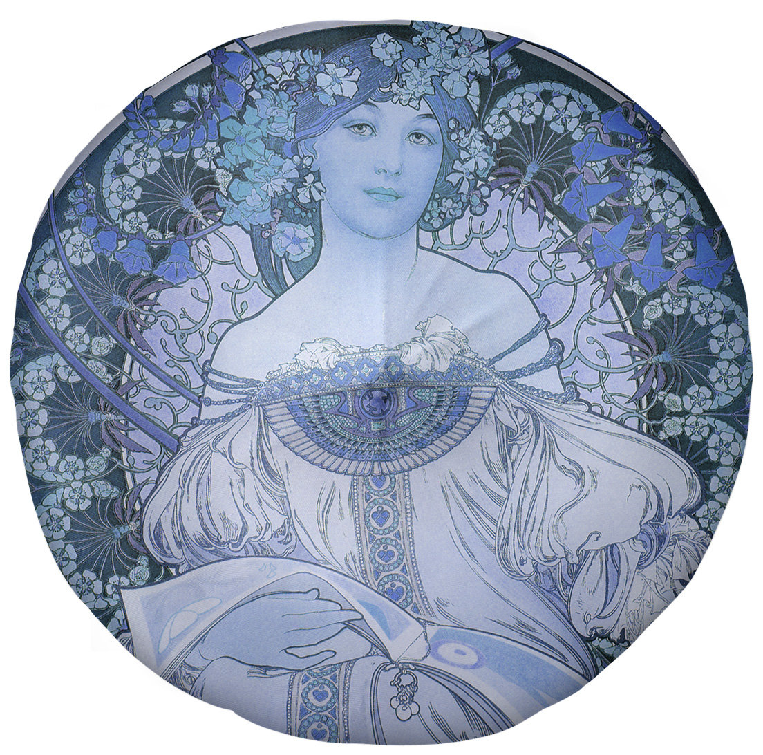 ArtVerse Alphonse Mucha Lady Reading Floor Pillow | Wayfair
