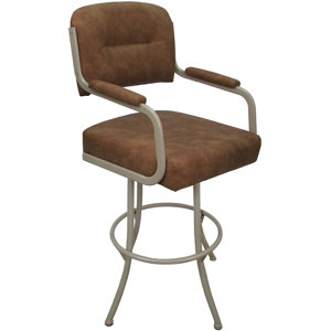Lark Manor™ Helmar Swivel Upholstered 26'' Counter Stool with Metal ...