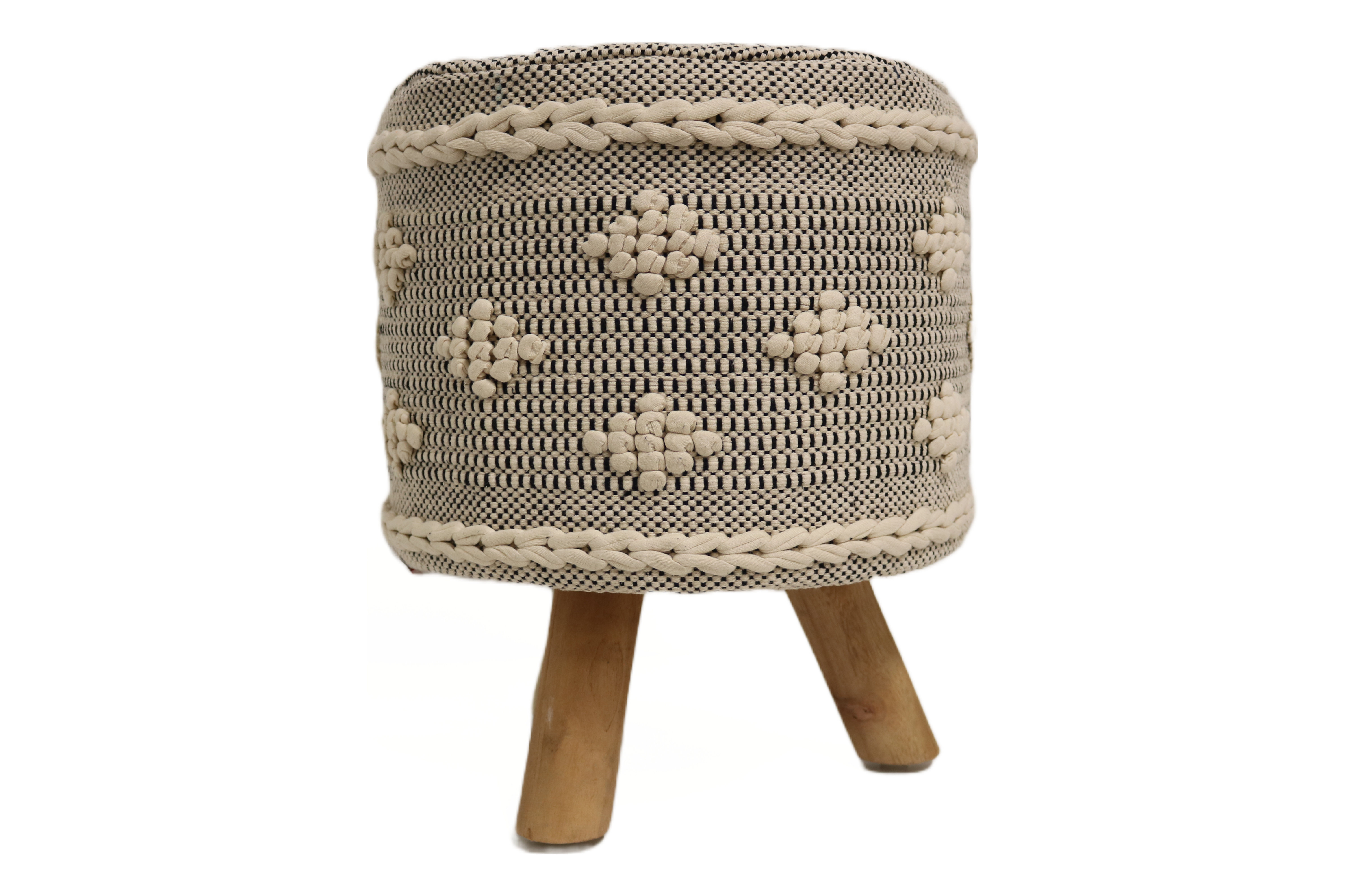 Union Rustic Gerrel 14" Wide Round Geometric Footstool Ottoman ...