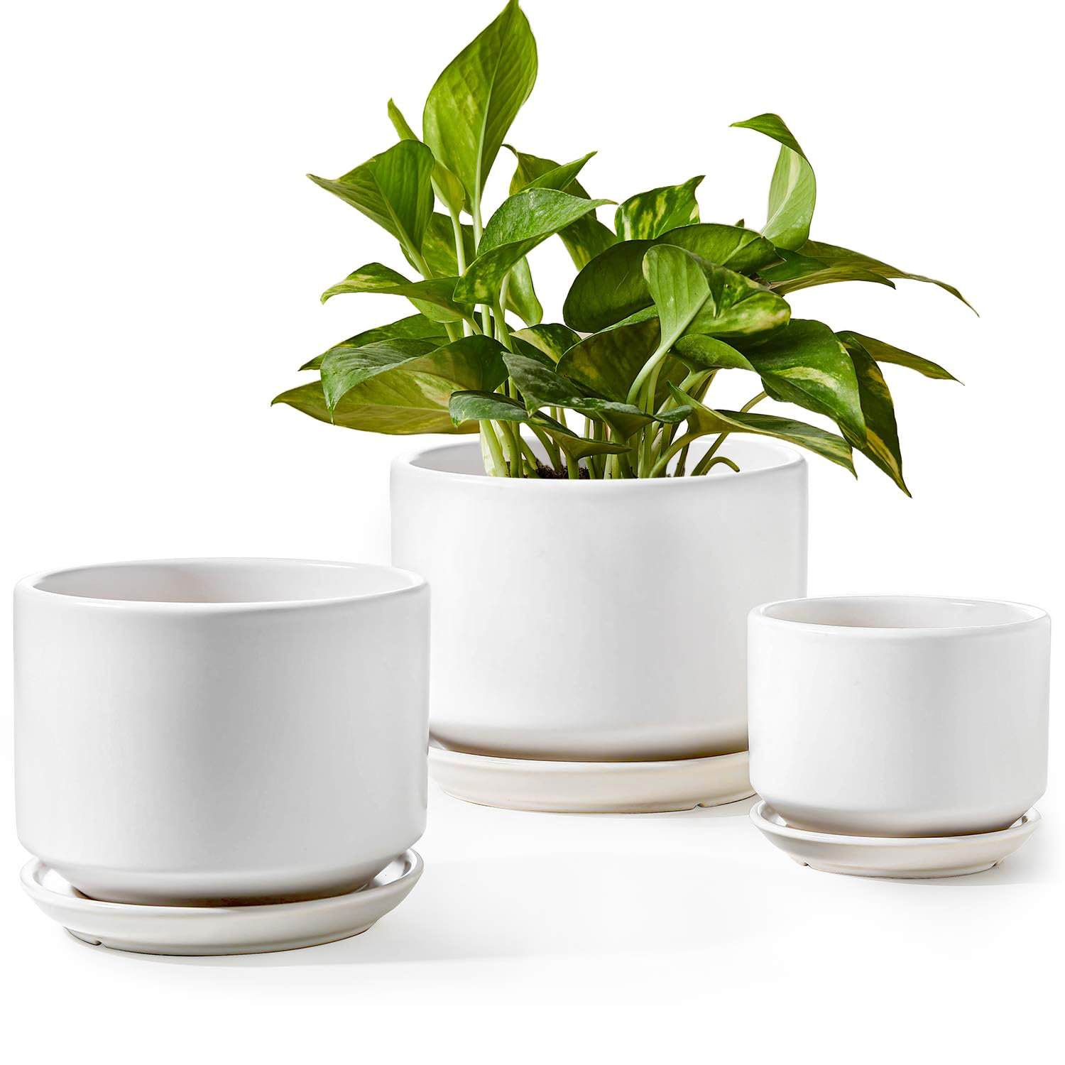 Latitude Run® Set Of 3 Modern Ceramic Planter Pots With Drainage ...