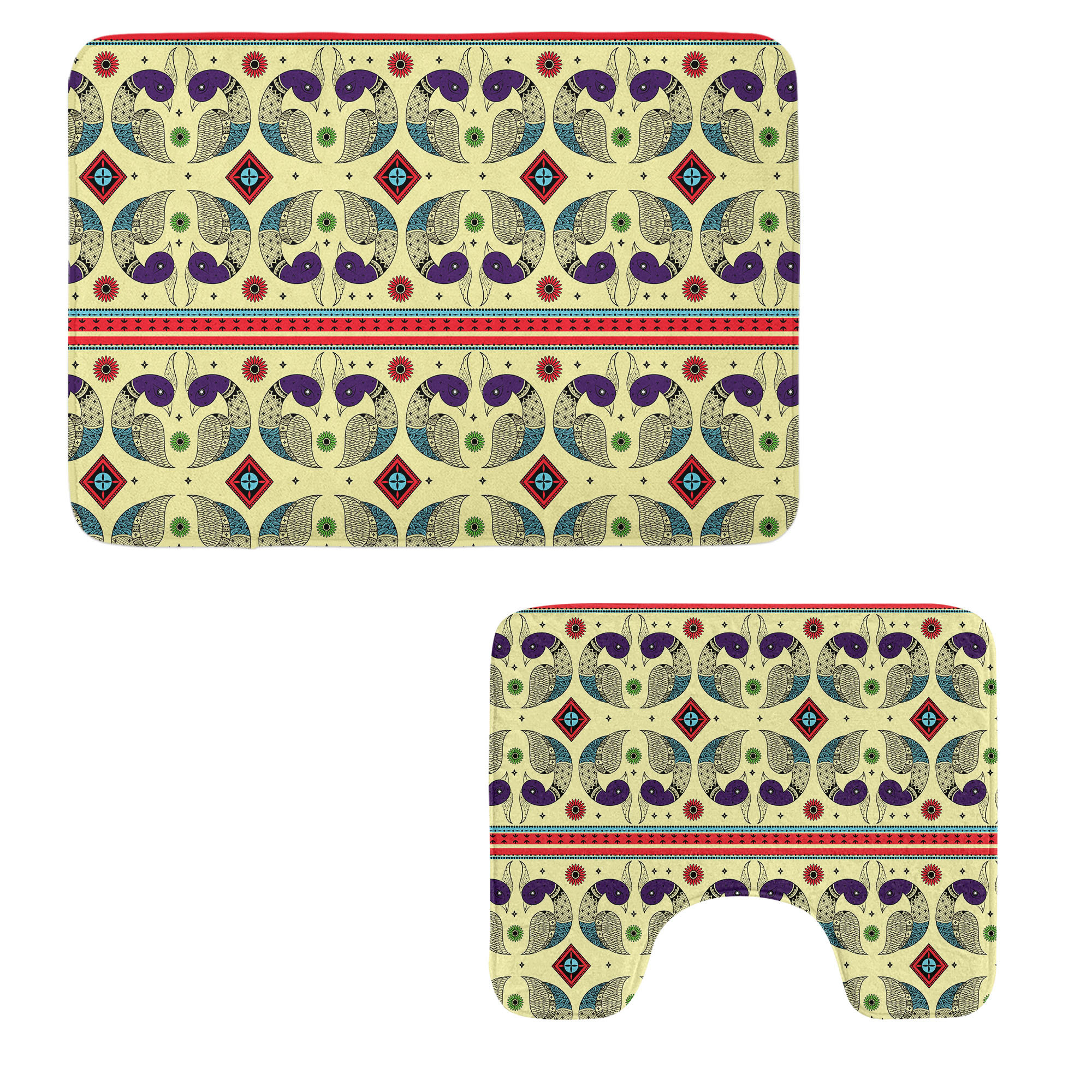 Dakota Fields Tribal Bathroom Rug Set 2 Pieces Rectangle & Contour Mats ...