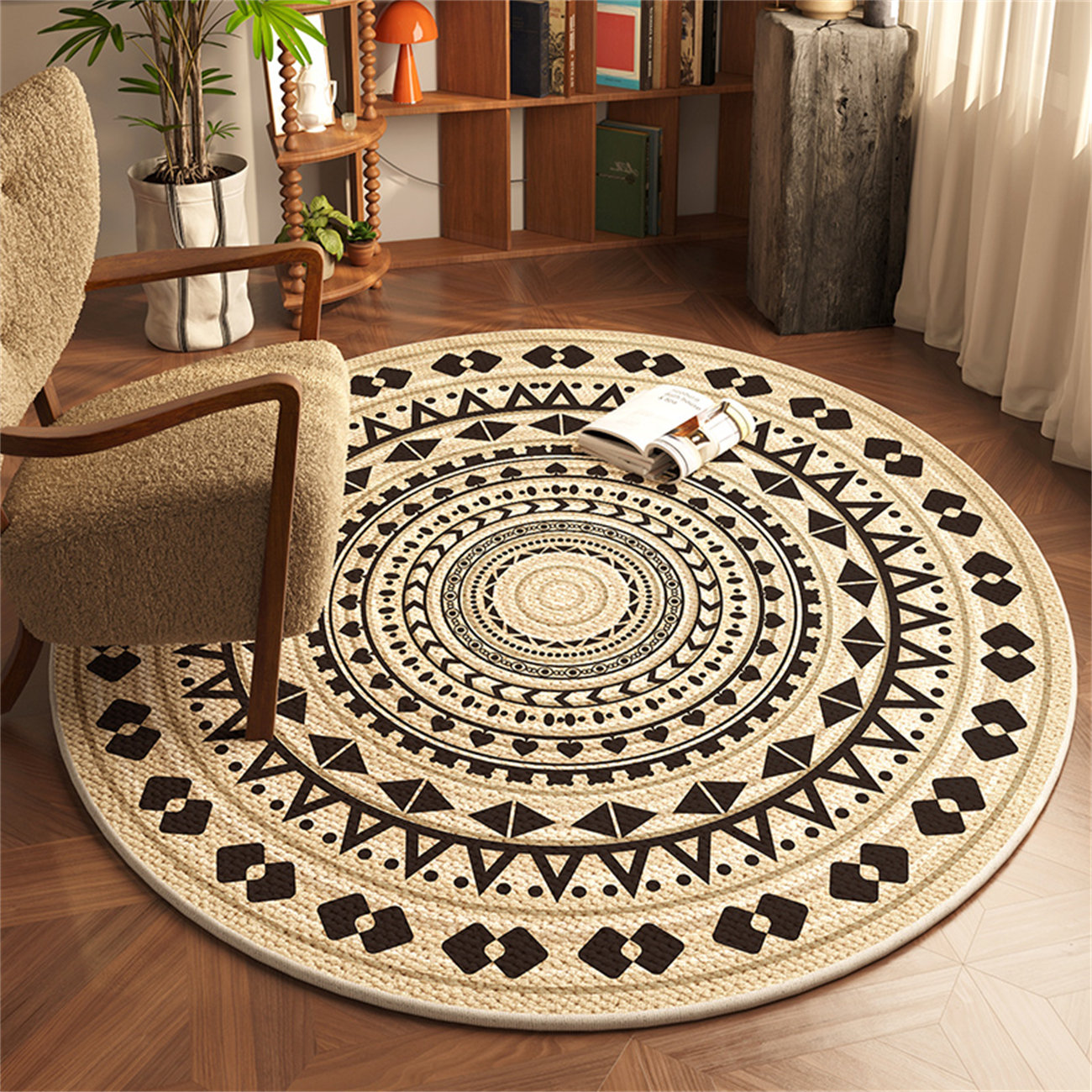 Bungalow Rose Vintage French Round Rug - Premium Living Room Coffee ...