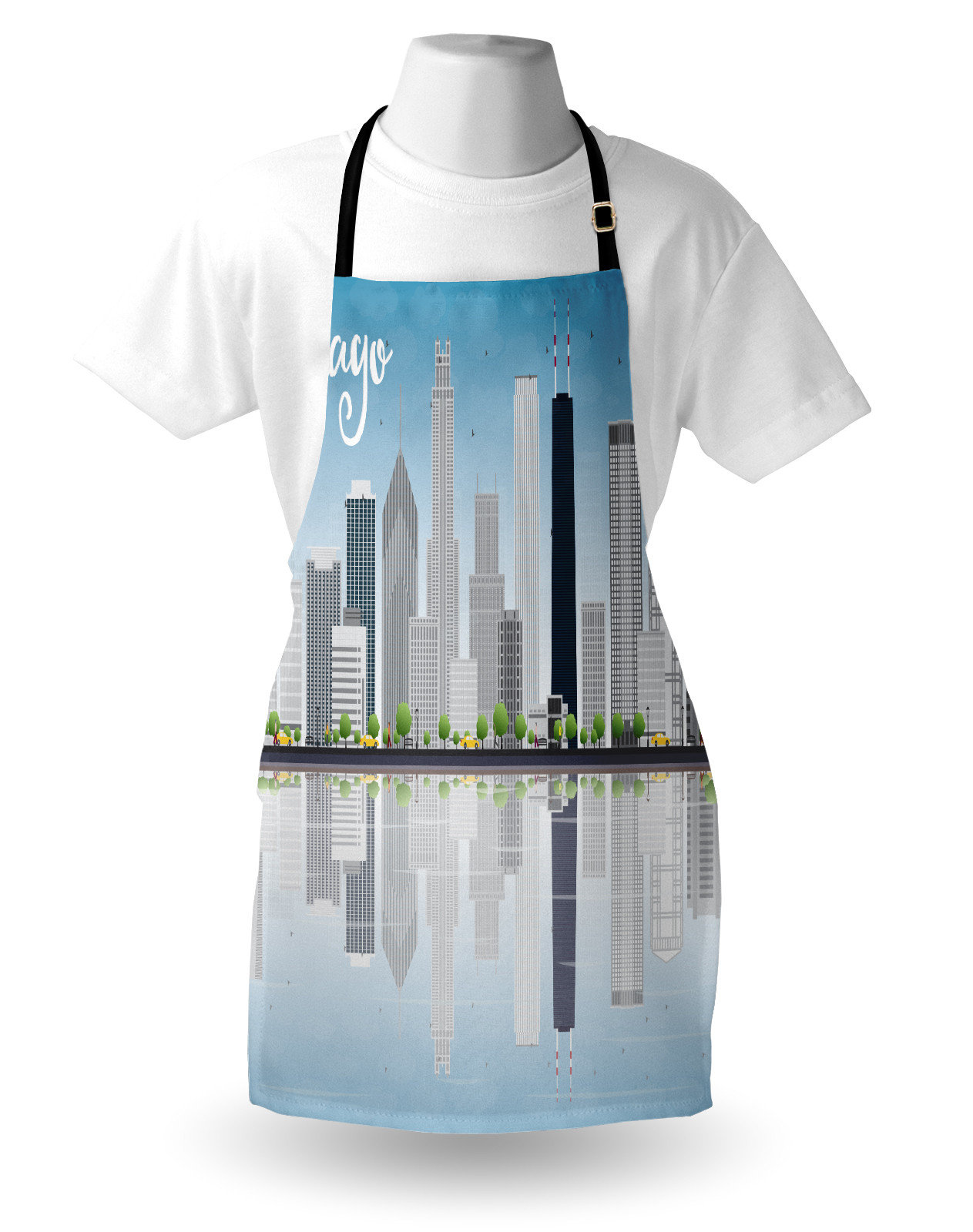 East Urban Home Chicago Apron Unisex, Skyscrapers American, Adult Size ...