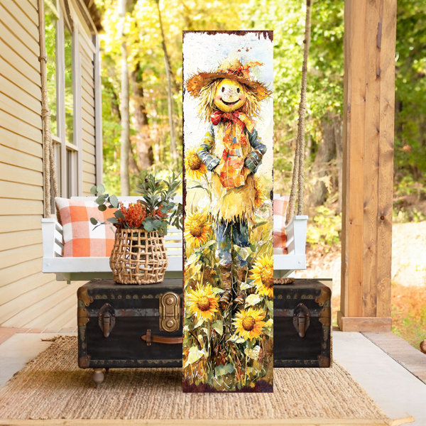 August Grove® 48in Fall Scarecrow Porch Sign - Fall Front Porch with ...