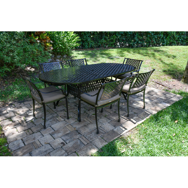 Red Barrel Studio® Oval 6 - Person 86" Long Aluminum Dining Set with ...