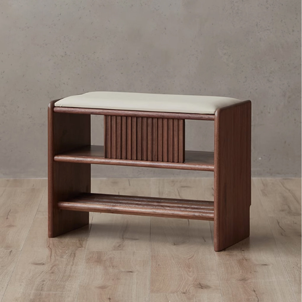 L Entrance Shoe Stool Solid wood double-layer shoe-changing stool | Wayfair