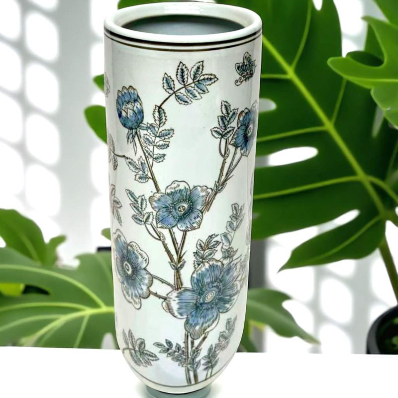 Lark Manor White Floral Ceramic Umbrella Stand | Wayfair.co.uk