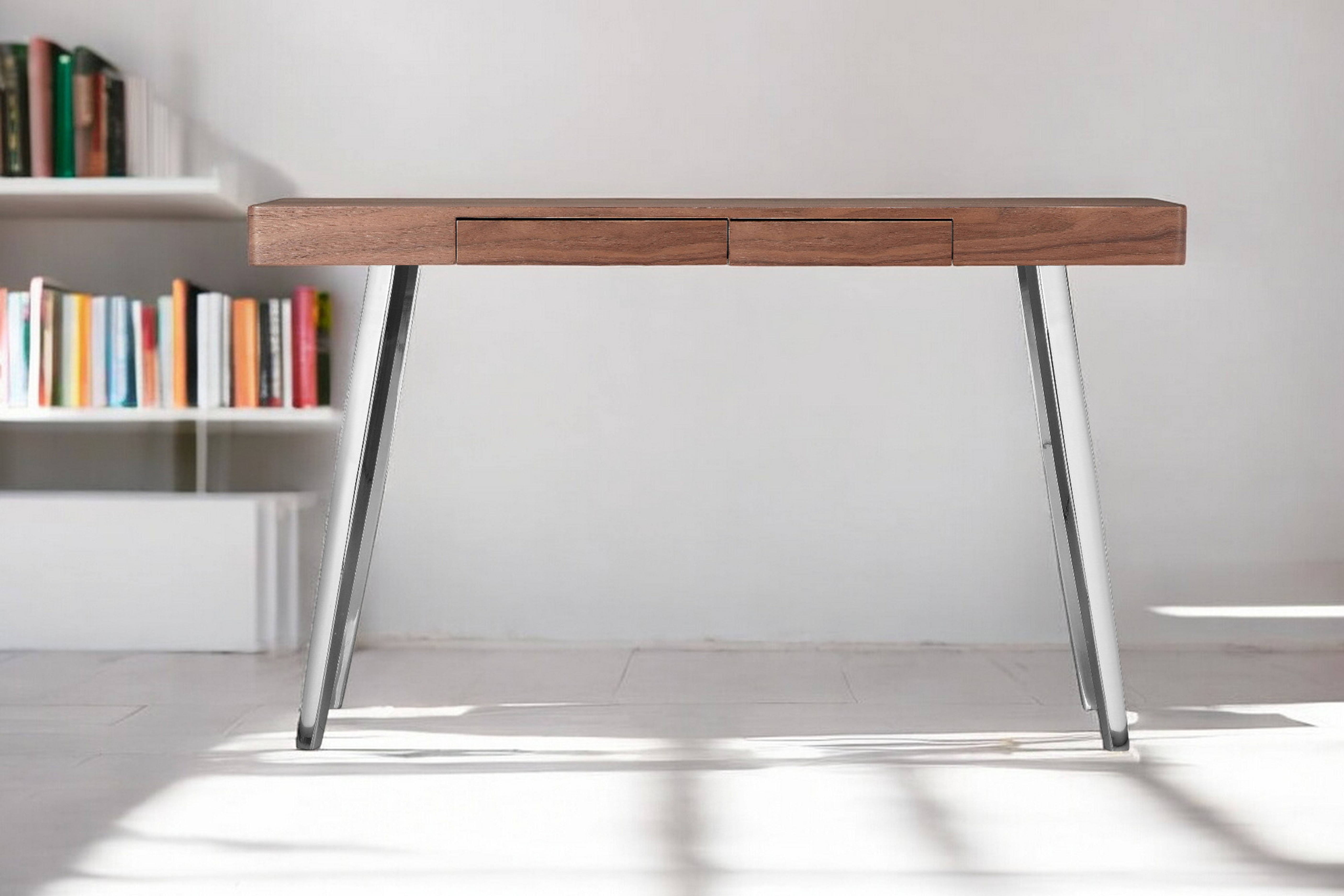 Ivy Bronx Pangea Home Hal Desk in Brown Walnut or White Glossy– Modern ...
