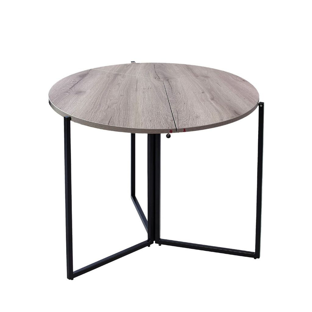 17 Stories Grane Iron and Wood Round Folding Dining Table | Wayfair