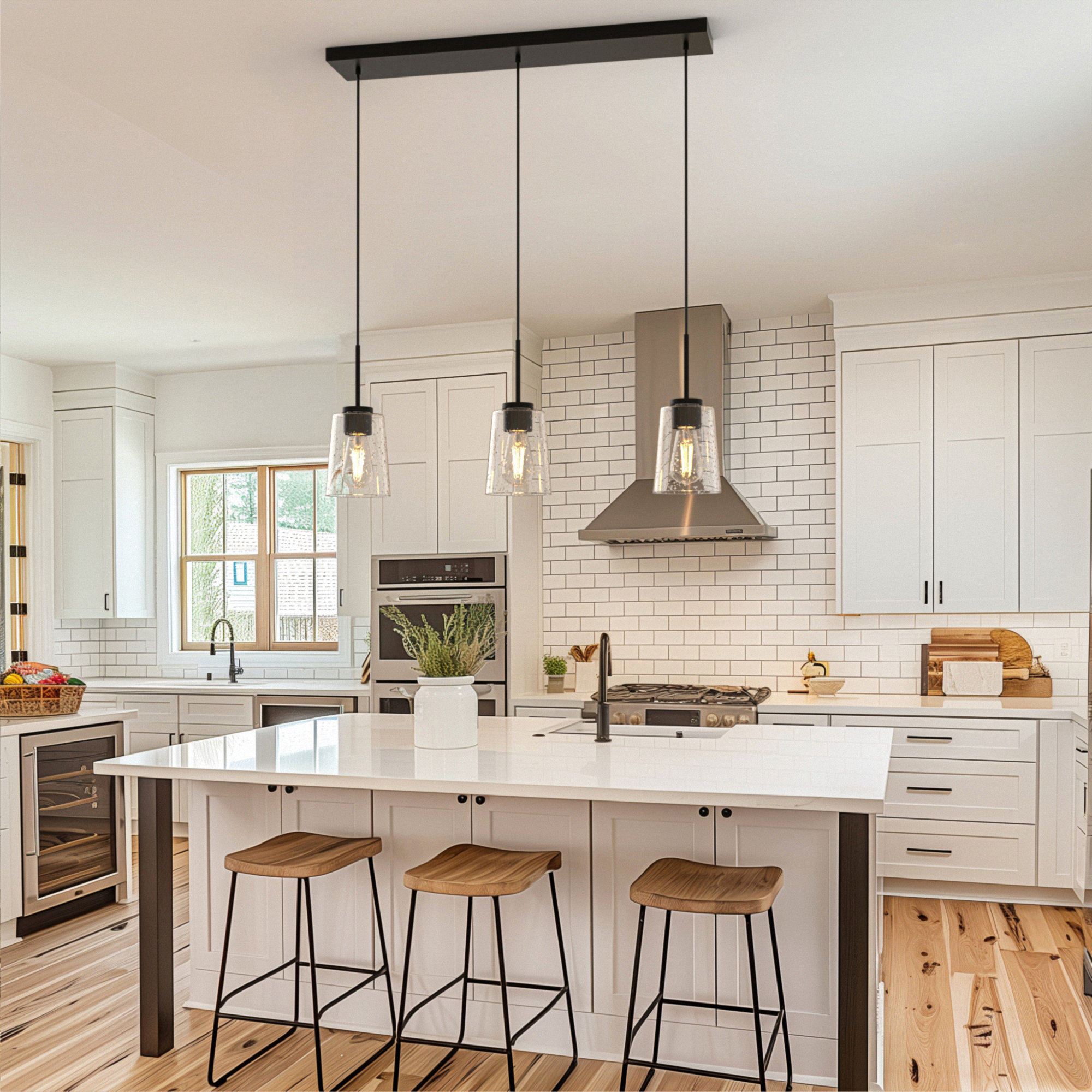 Breakwater Bay Adreina 3-Light Black Linear Island Pendant Hanging ...