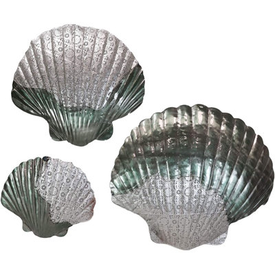 Rosecliff Heights 3 Piece Filigree and Capiz Sea Shell Clams Aluminum ...