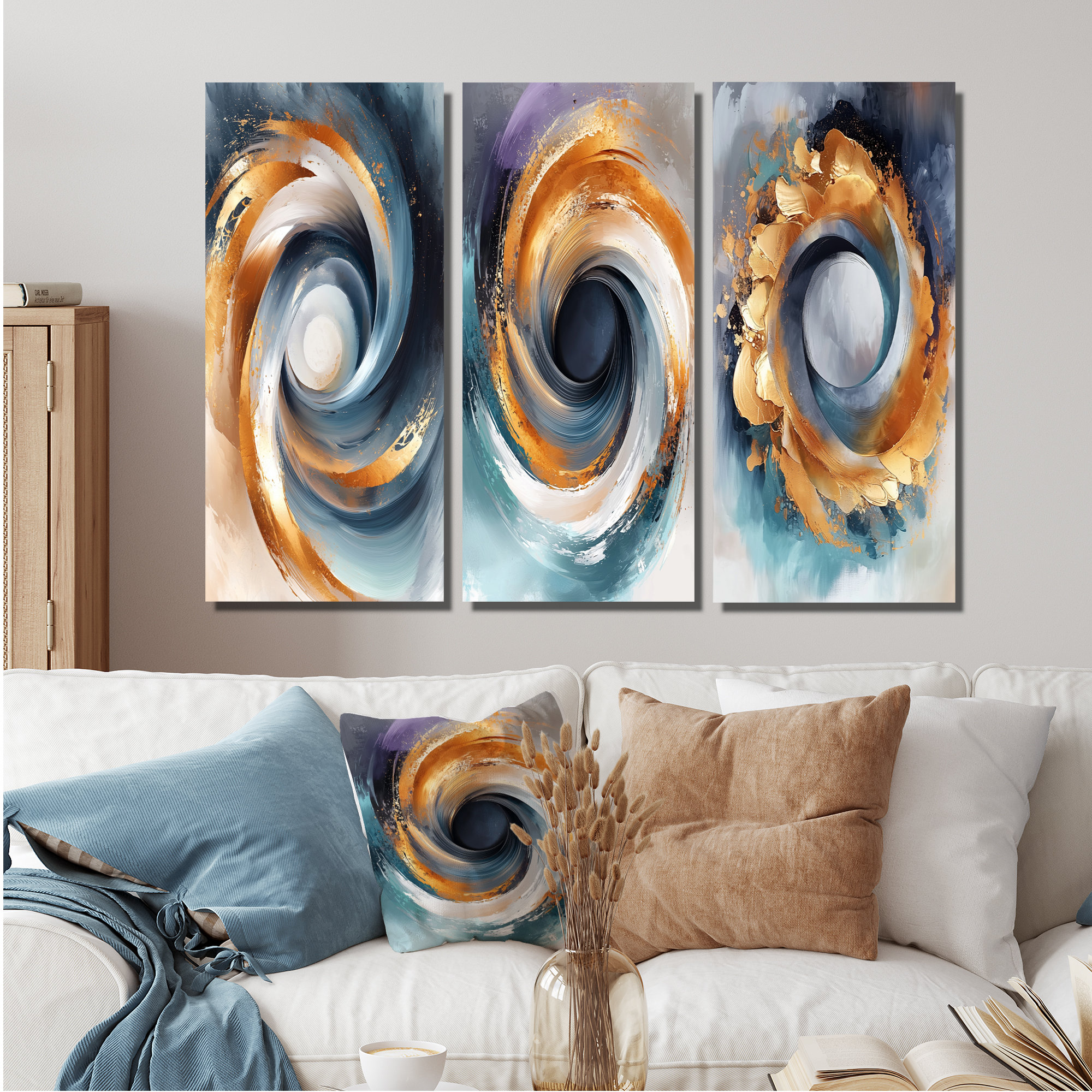 Ivy Bronx Fractal Vortex I - Modern Large Wall Art 3 Panels Collection ...
