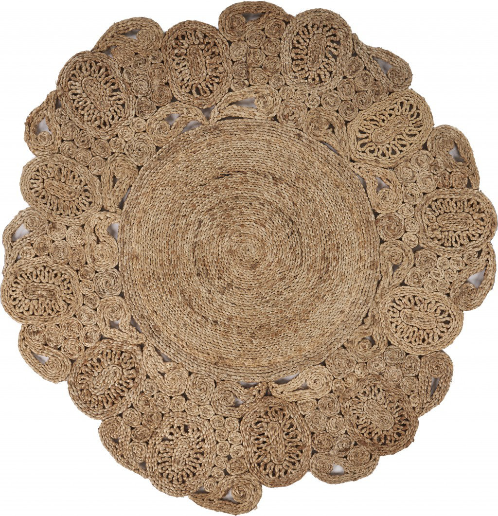 Dakota Fields Round Bisma Hand Tufted Jute Area Rug in Natural | Wayfair