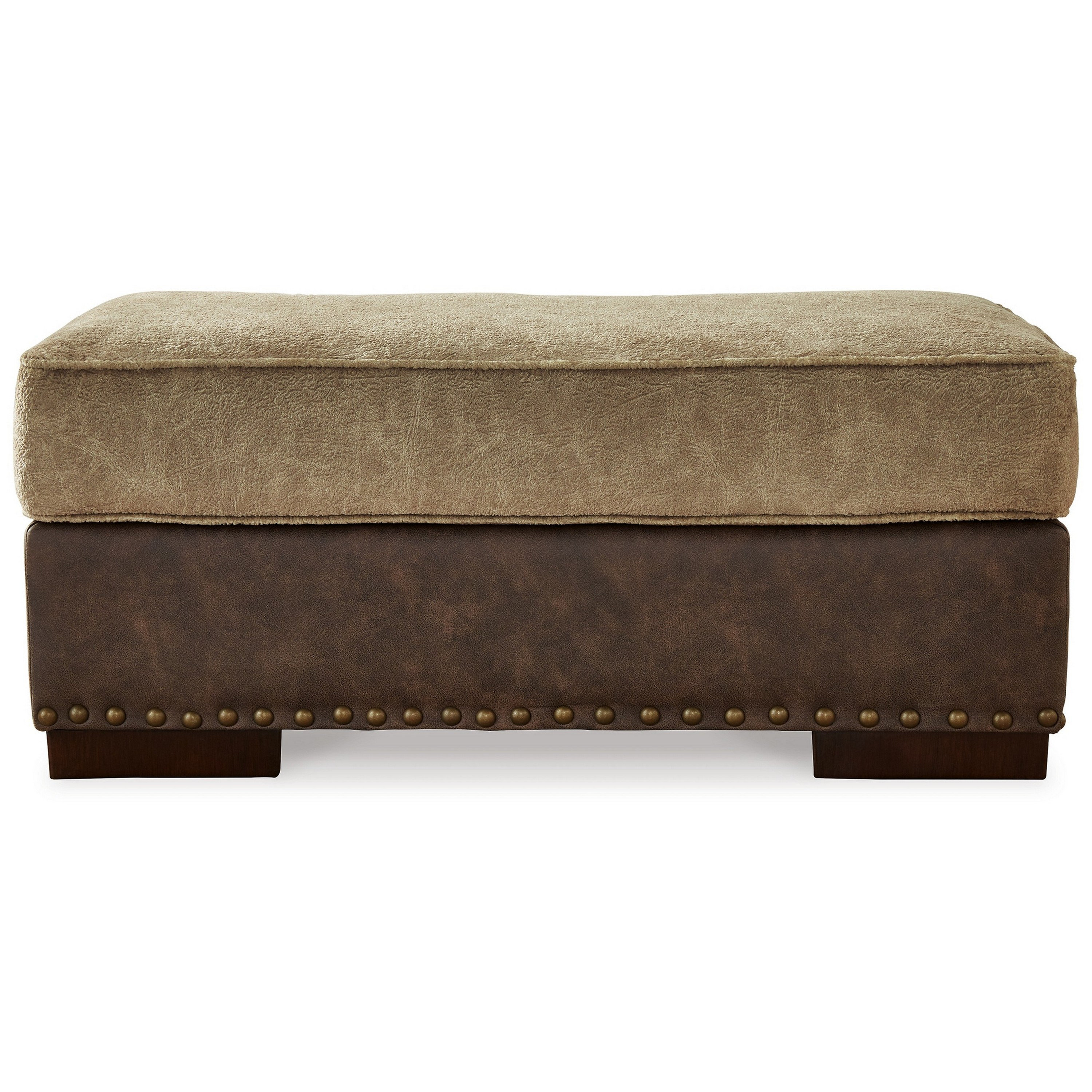 Rosalind Wheeler Bainbrudge 44 Inch Ottoman, Nailhead Trim, Plush, Faux ...