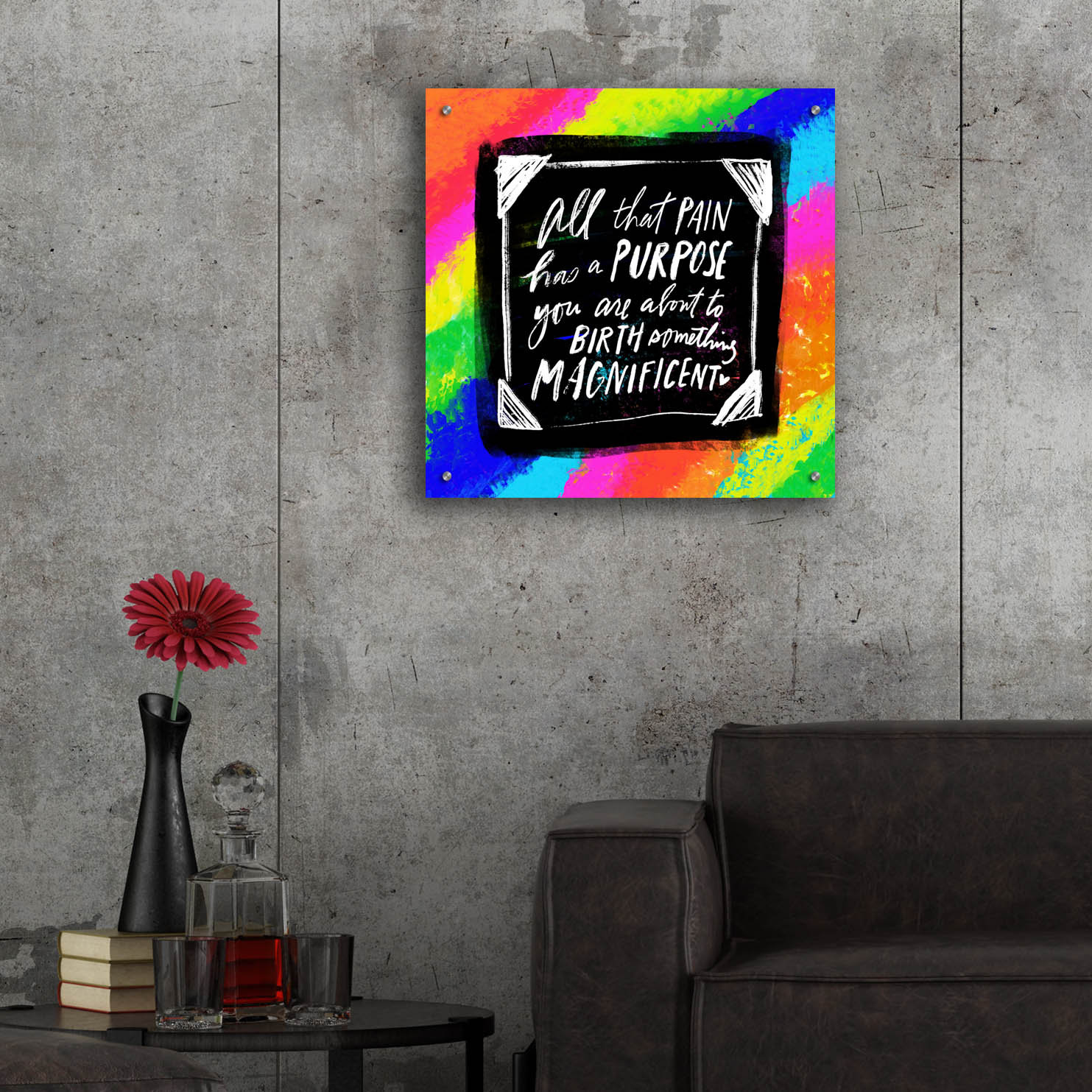 Trinx 'Pain Purpose' by Elizabeth Caldwell Acrylic Glass Wall Art | Wayfair
