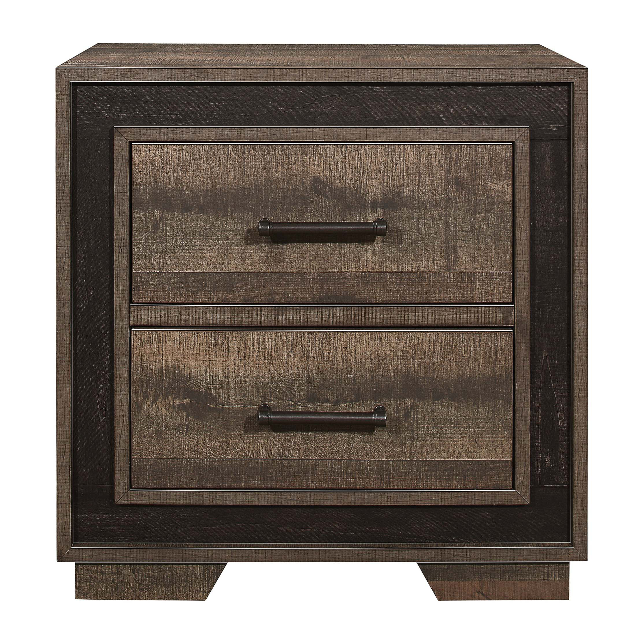 One Allium Way® Rustic Style Nightstand Embossed Faux-Wood Bed Side ...