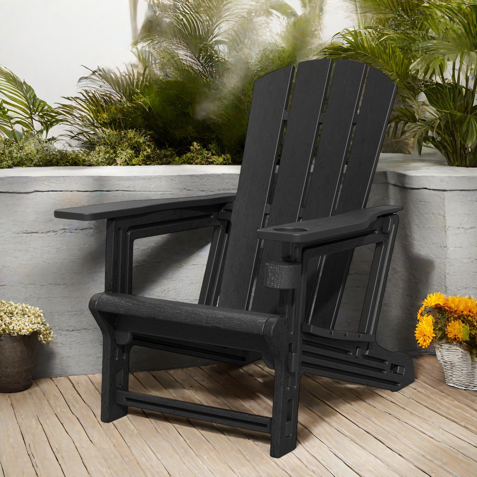 Highland Dunes Plastic Outdoor Chair, Adirondack Chair Without Screws ...